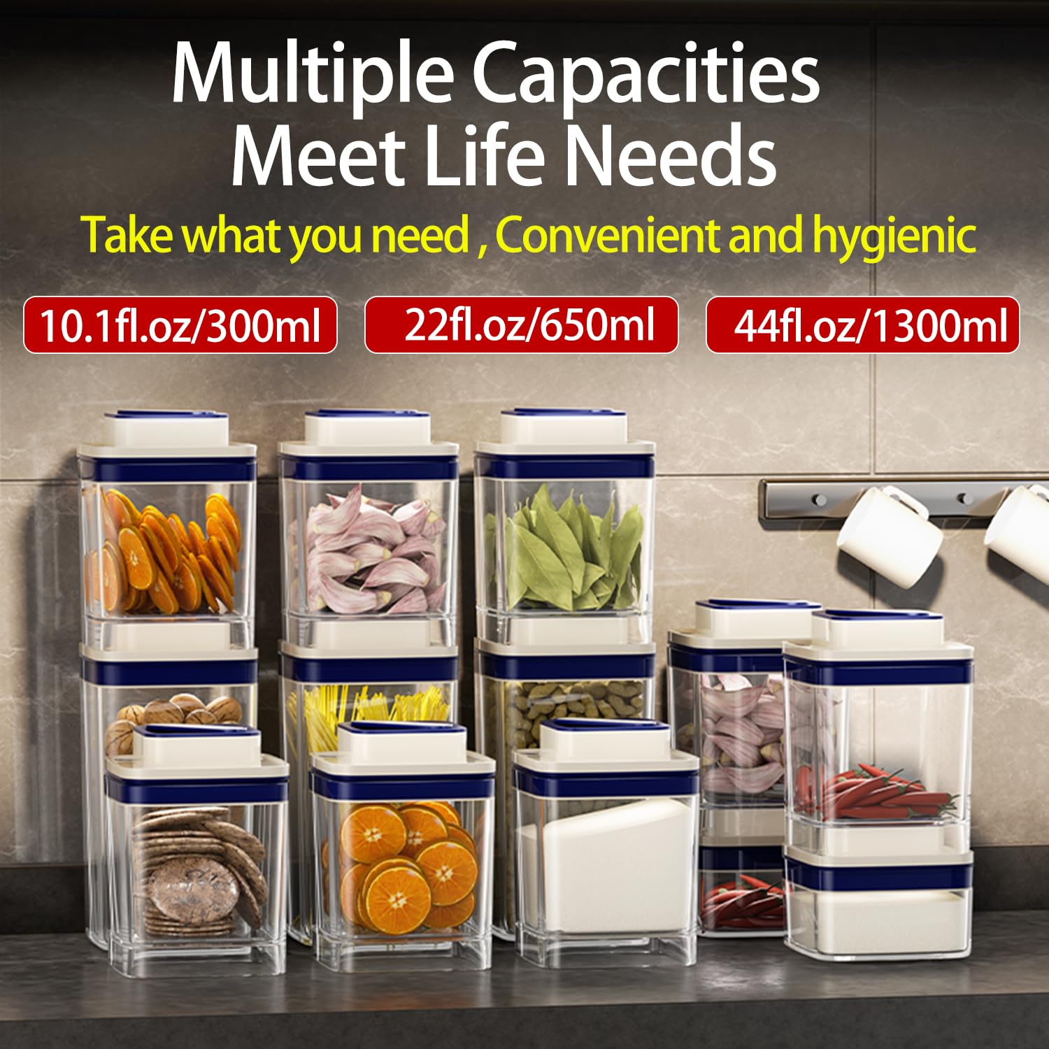 OWAIZU Vacuum Sealed Food Storage Container, BPA Free Wide Mouth Airtight Jar Keep Fresh Longer, Great to Keep Coffee Beans, Spice, Cereal, Snacks, Kitchen and Pantry Organization, 22fl.oz/650ml