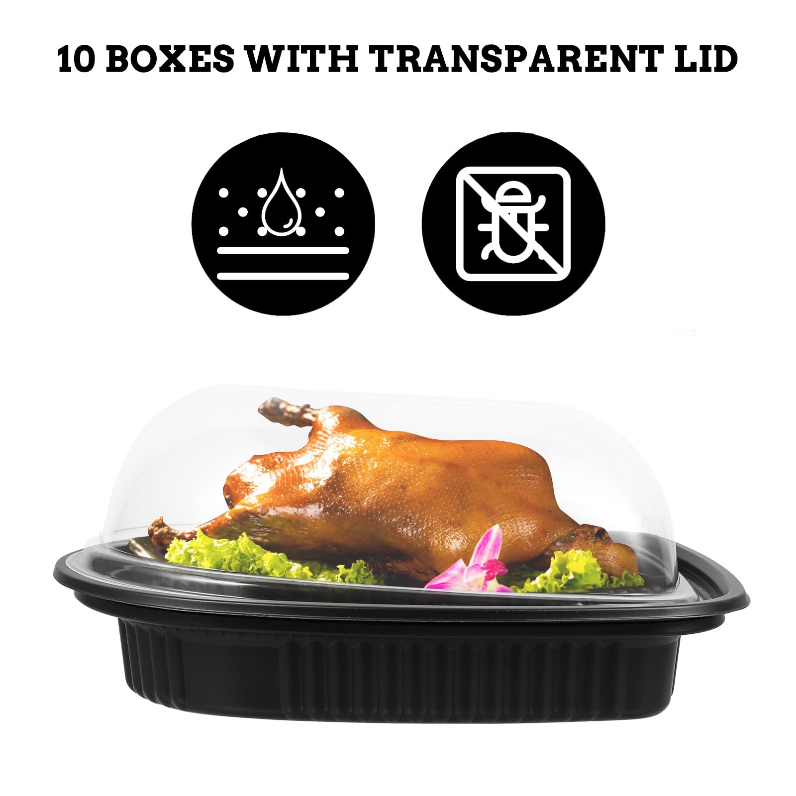 DOITOOL 20PCS Rotisserie Chicken Roaster Container with Lids - Plastic Disposable Take out Containers Carrier with Clear Dome Lid