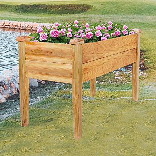 Elevated Wood Raised Garden Bed Kit Planter Box Stand for Backyard, Patio, Naturally Rot-Resistant, 4x2x2.5ft