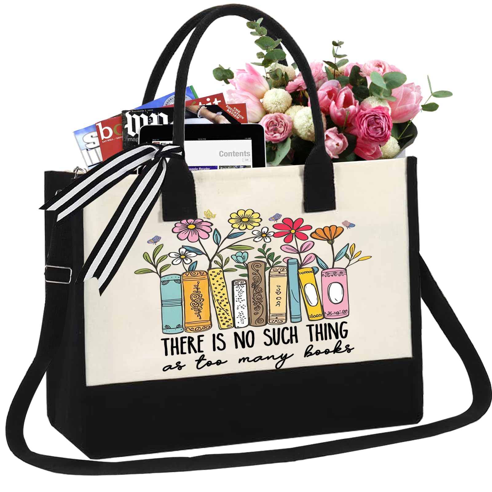 GemsLives Canvas Tote Bag Gifts for Book Lovers,Book Lovers Gifts - Birthdays Tote Bag for Book Lovers, Librarians, and Readers - Perfect for Bookish Gifts