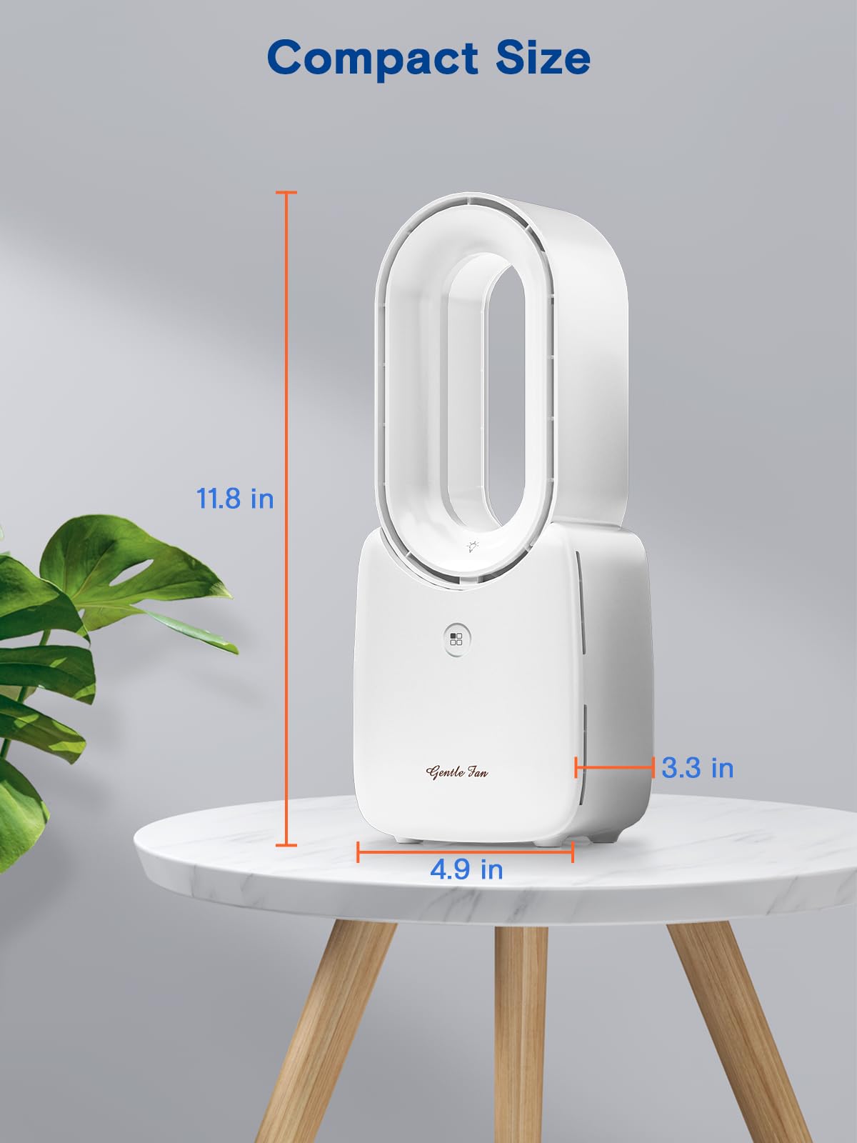 let'me Desk Fan,Portable Bladeless Fan 11.8 inch Small Personal Cooling Fan with 5 Colors Touch Control LED Light,Quiet Table Fan for Home, Office, Bedroom