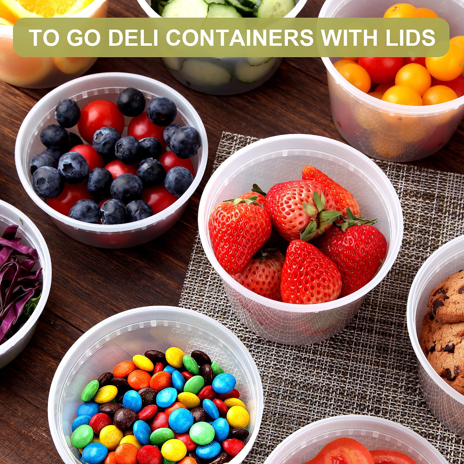 Ezalia Deli Containers with Lids 50 Sets - Plastic Soup Containers 8oz Clear Food Storage Containers with Lids Leakproof, Reusable Take Out for Restaurant, Microwave/Freezer/Dishwasher Safe
