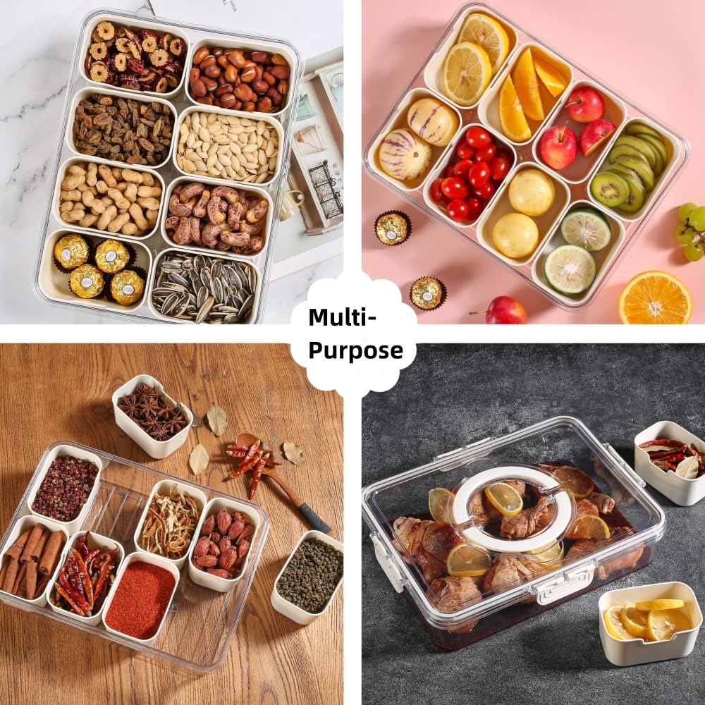 Snackle Box Snack Containers Charcuterie Board With Lid Boxes For Adults Organizer Divided Serving Tray Clear Lids Travel Fruit Platter Salad Bar Fridge Snackable Portable Kitchen Candy (Pack of 2)