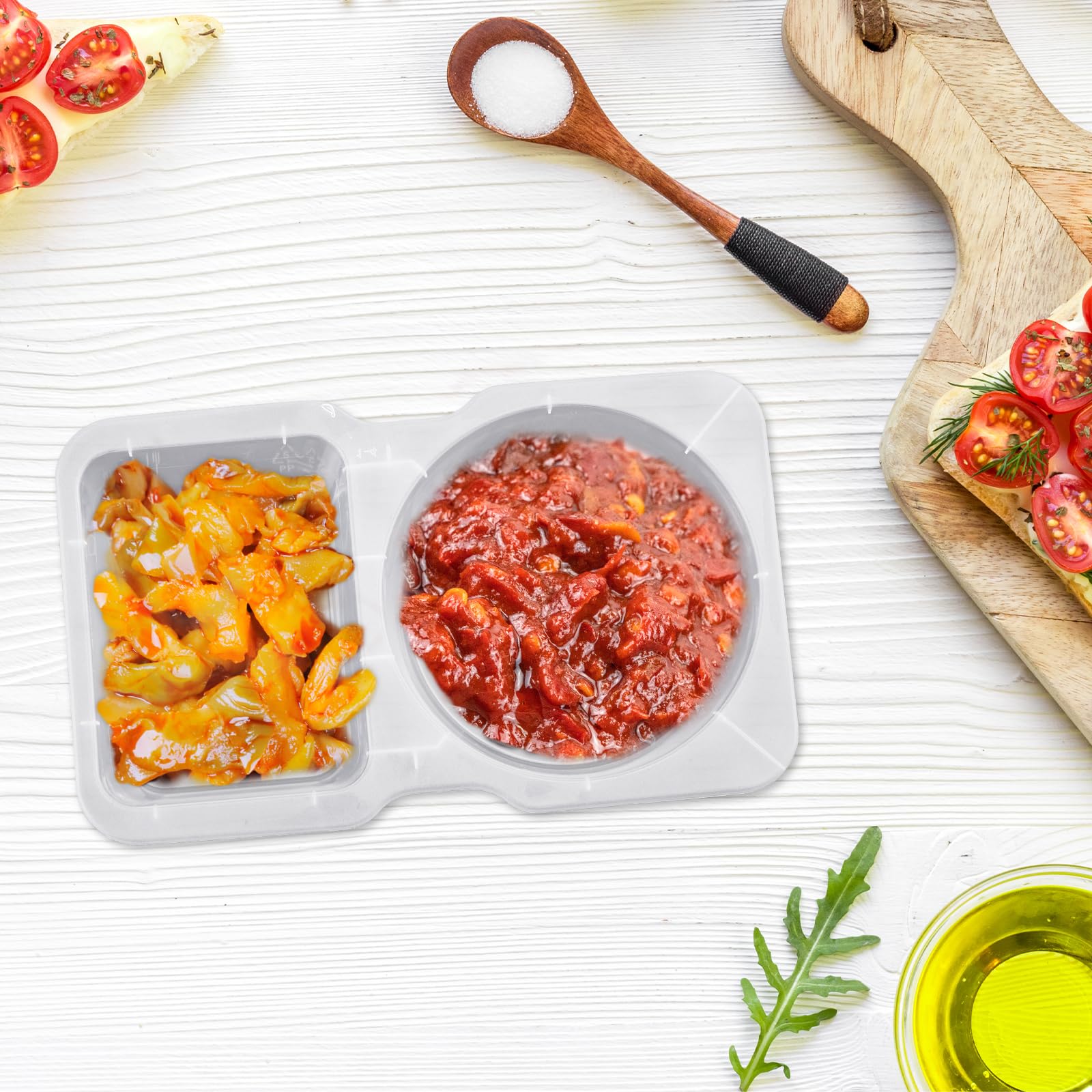 NQEUEPN 20pcs Double Condiment Containers, Square & Round Condiment Containers with Lids 2 Compartment Snack Containers Double Sauce Containers for Camping Travel, Easy to Clean