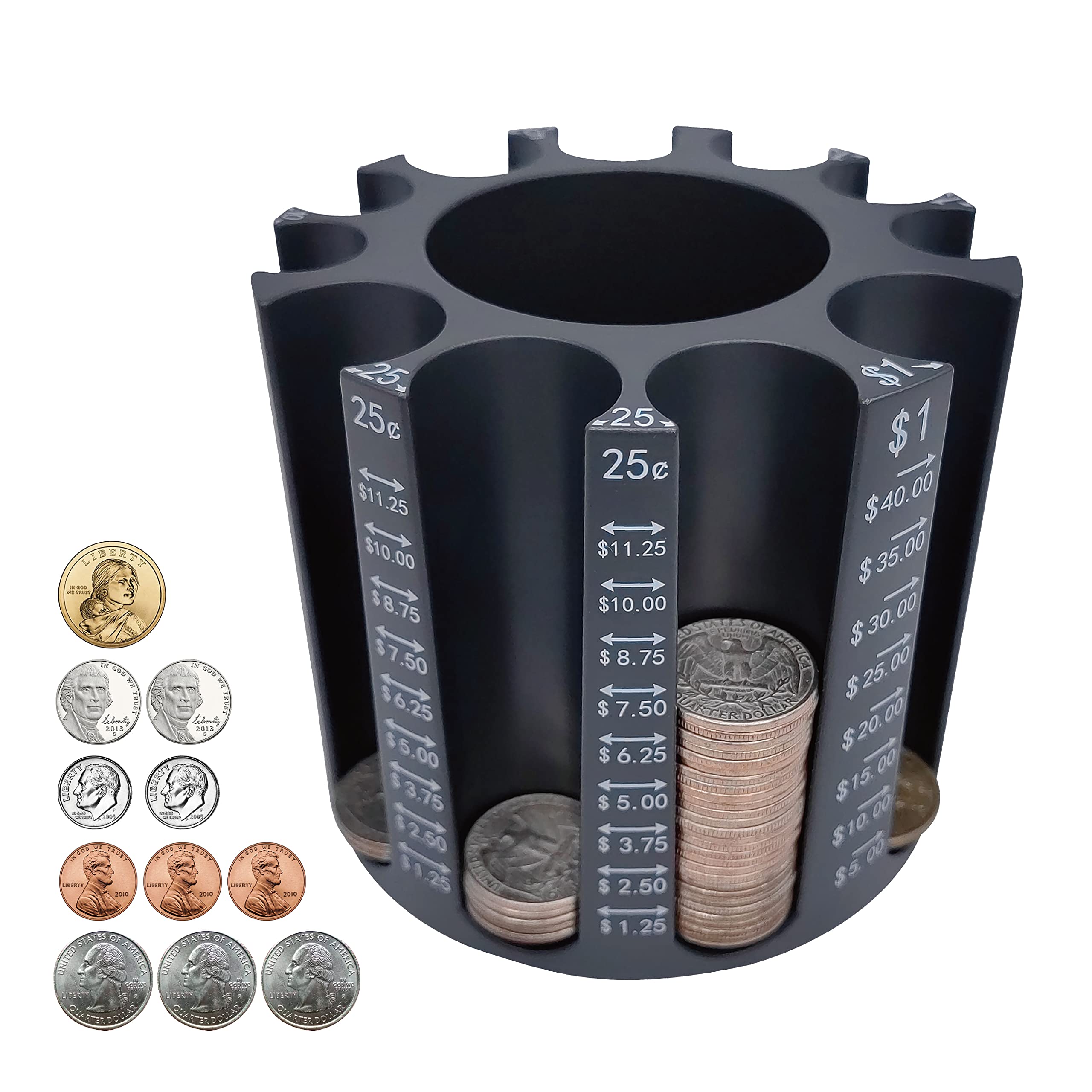 Byteen8 Coin Counter Coin Sorter|Pen Holder + Coin Holder as Desk Organizer|Piggy Bank for Adults & Kids + Pencil Holder for Desk|Coin Wrappers Coin Bank Store 500pcs|Creative Gifts for Kids & Family