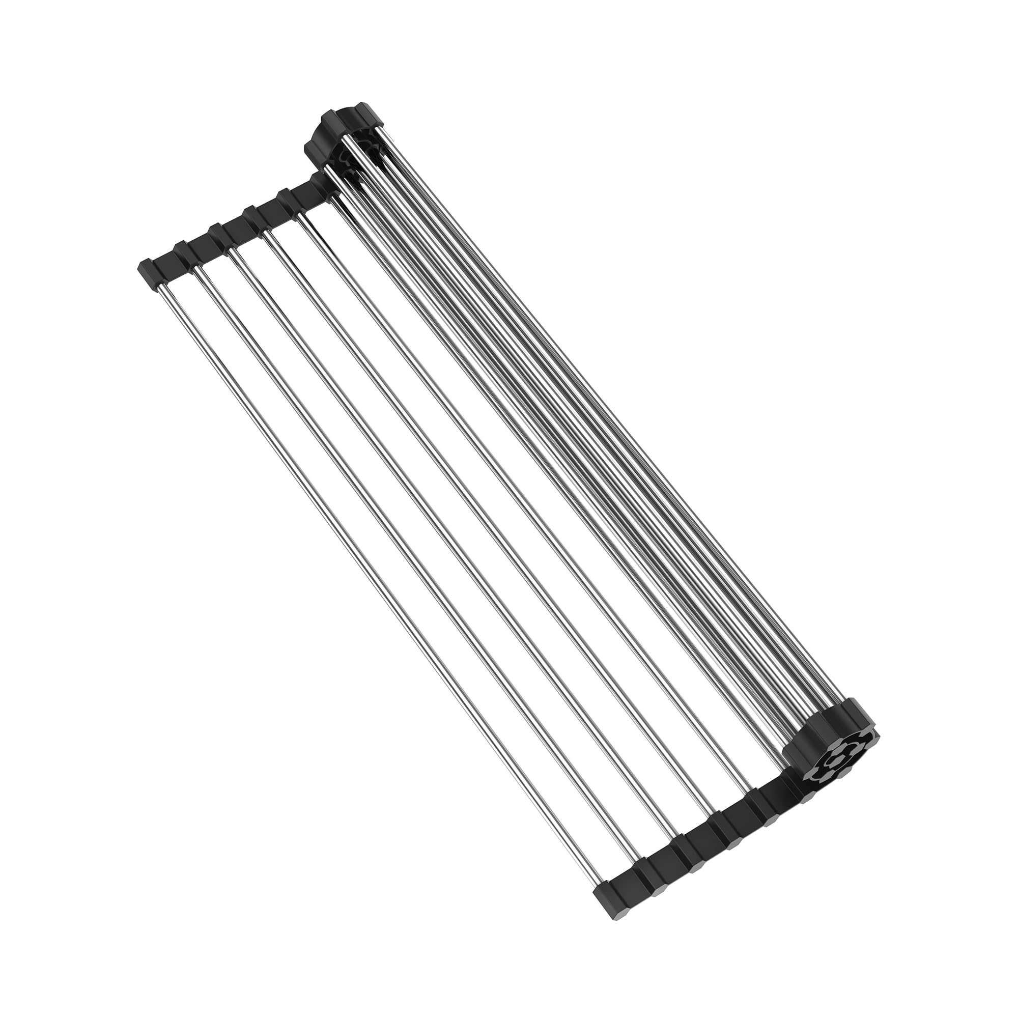 NEZUIBAN Dish Drying Rack with Roll Up and Over Sink for Kitchen,17.2"x11.8",Black