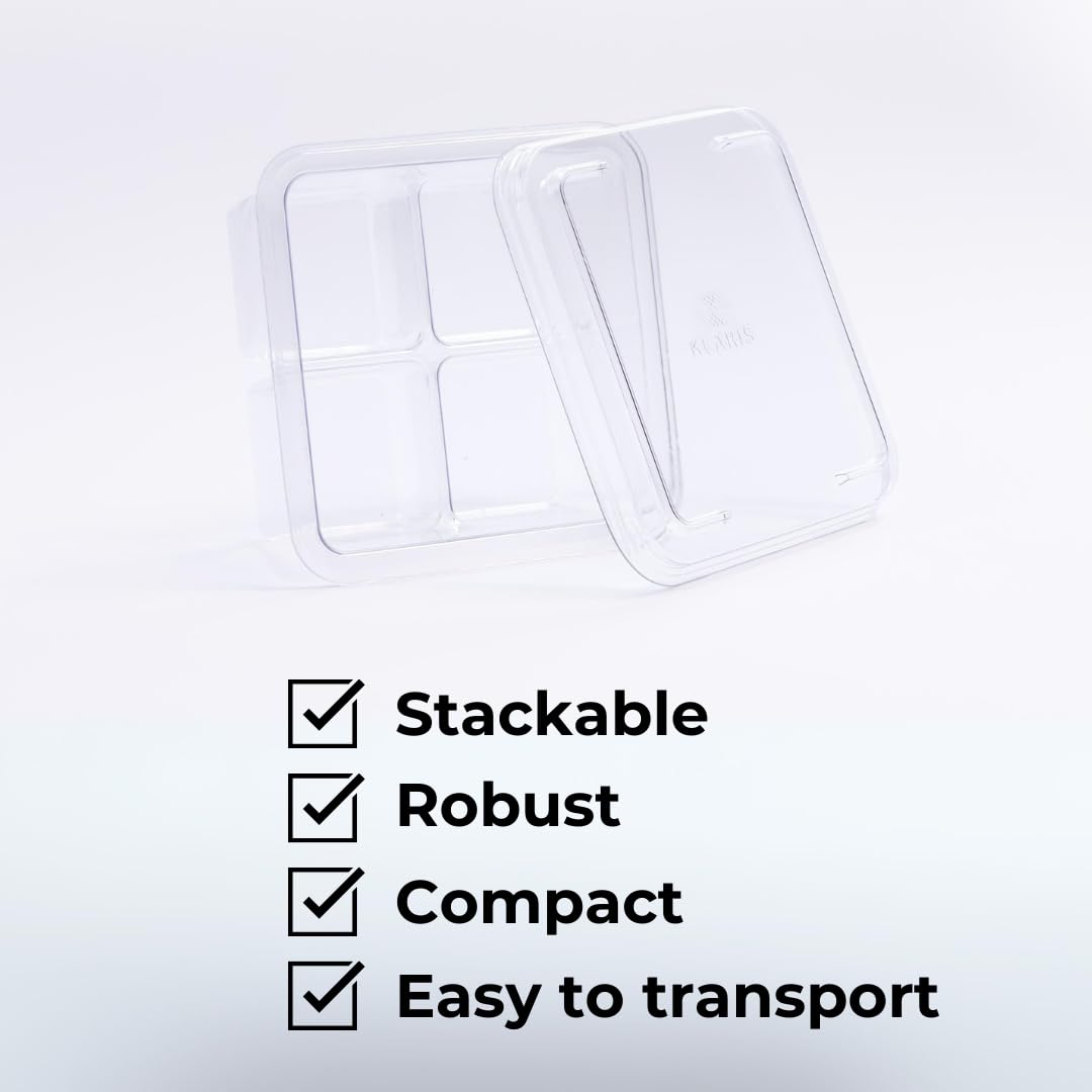 Klaris 2" Cube Storage Containers (5 pk) - Craft Ice Storage with Lids | Stackable, Compact and Robust for Freezer | Keeps Ice Fresh & Clear | Compatible with any 2" Cubes & Spheres