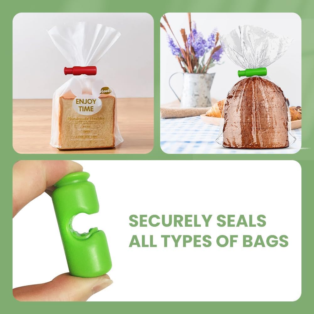Bag Clips, Snack Bread Closure Clip, 2024 New Squeeze and Lock Bread Bag Clips, Portable Press Type Snack Bag Clip, Plastic Sealing Clip Bag Clip for Bread, Snacks, Seasonings (Mix, 6pcs)