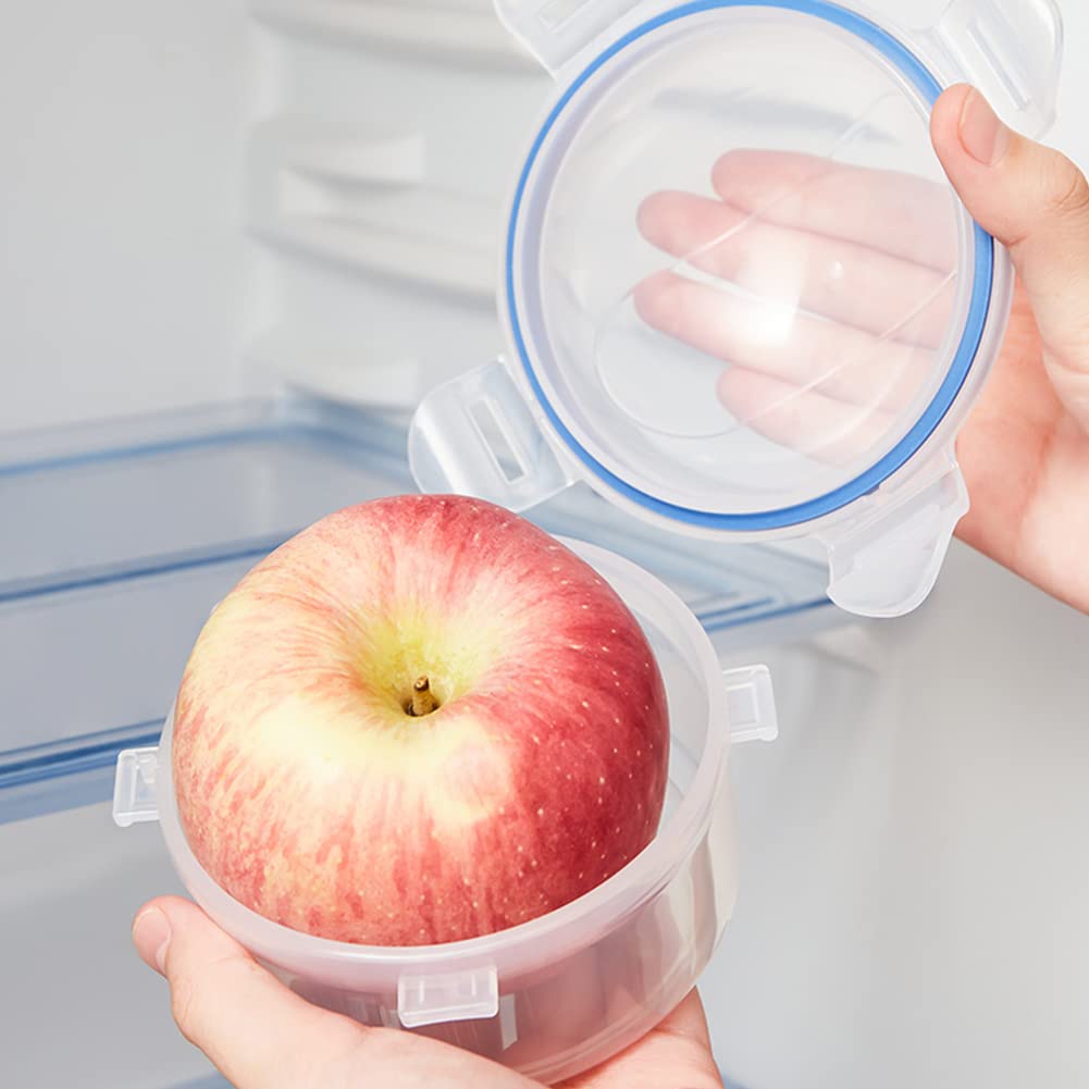 EMVANV 2 PCs Small Fruit & Vegetable Storage Containers With Lid, Onion & Tomato Lemon Apple Produce Saver Holder, Portable Savers, Transparent