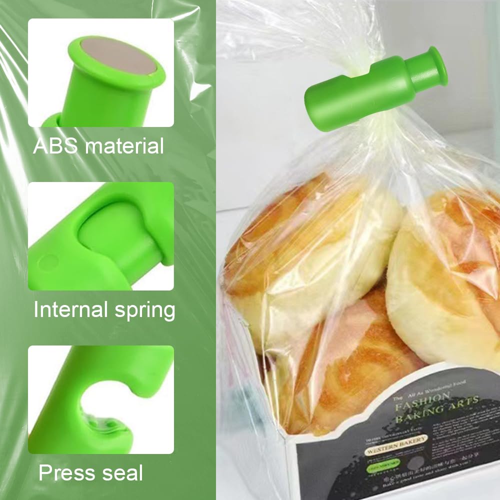 Bag Clips, Snack Bread Closure Clip, 2024 New Squeeze and Lock Bread Bag Clips, Portable Press Type Snack Bag Clip, Plastic Sealing Clip Bag Clip for Bread, Snacks, Seasonings (Mix, 6pcs)