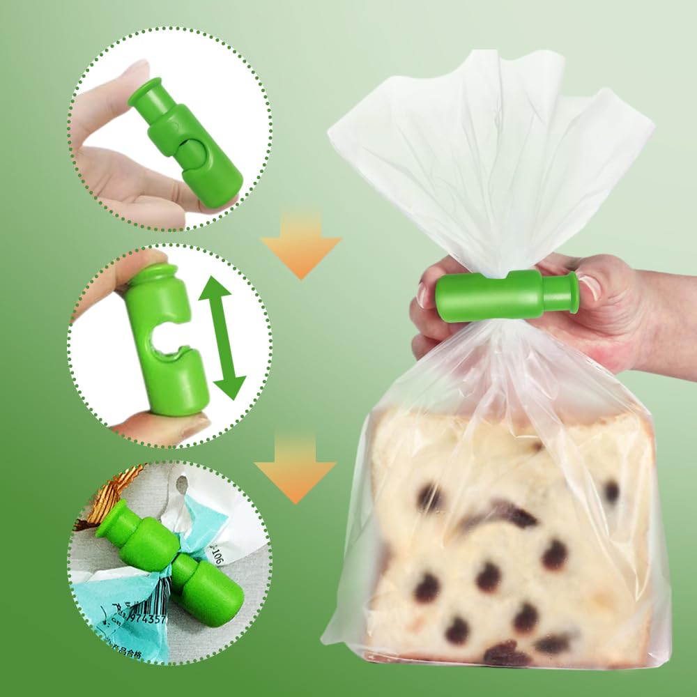 Bag Clips, Snack Bread Closure Clip, 2024 New Squeeze and Lock Bread Bag Clips, Portable Press Type Snack Bag Clip, Plastic Sealing Clip Bag Clip for Bread, Snacks, Seasonings (Mix, 6pcs)