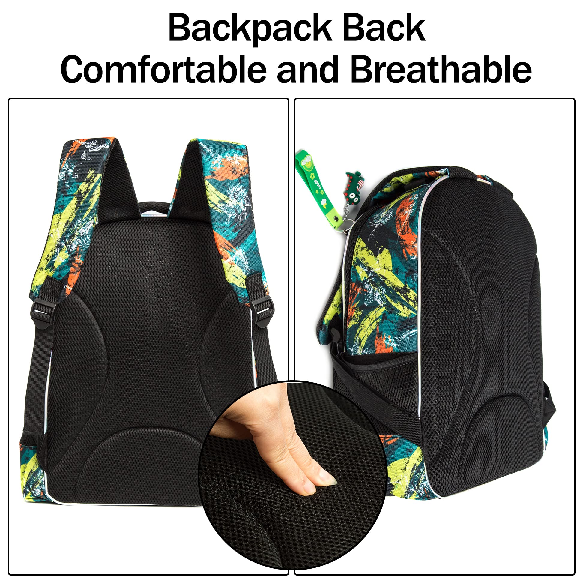 MOHCO Kids Backpack 16inch Lunch Bag and Pencil Case Lightweight School Bookbag for Teens, Girls, Boys, Elementary and Middle school
