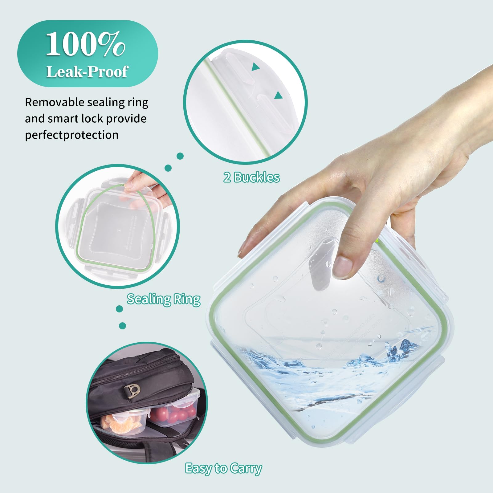 UULID 50 PCS Plastic Food Storage Containers Sets with Lids Leakproof Reusable BPA Free Snap Lid Storage Containers Small Meal Prep Containers with Snap Lids Labels & Marker Pen