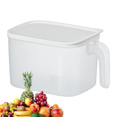 Fridge Lid Box - Clear Fridge Organizer Bin, Stackable Freezer Storage Container | Ice Bin Freezer Food Organizer with Lid and Handle, Frosted Transparent Bins Refrigerator Organizer Bin for Fruits