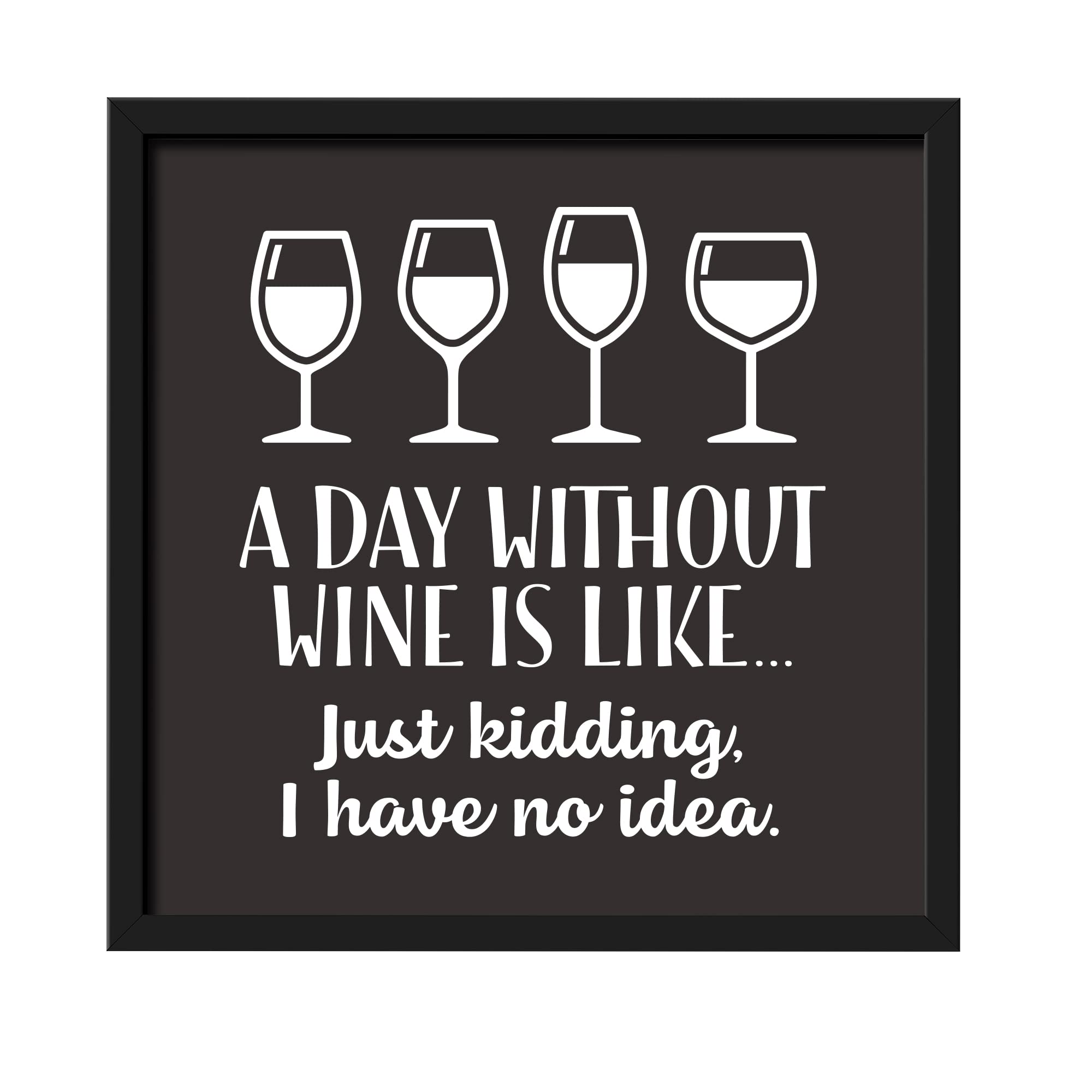 Chris's Stuff Wine Cork Holder | Shadow Box Frame 11"x11" Cork Storage Display Organizer | Wall Mounted, Tabletop & Countertop Hanging Cork Holders Wine Decor Shadowbox ( Black, A Day Without Wine )