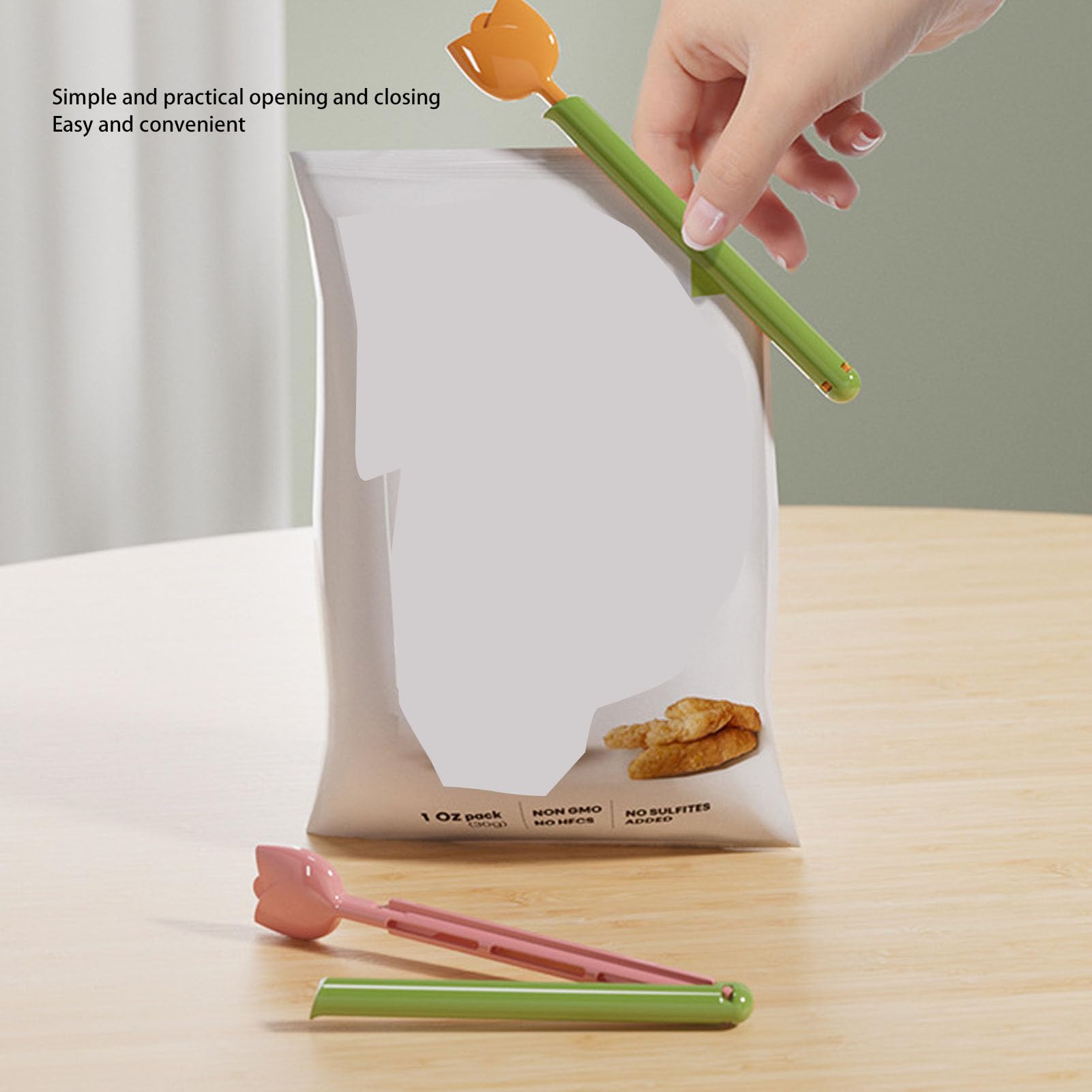 SUNFECILI 15pcs Magnetic Refrigerator Sealing Clip,Cute Tulip Shaped Food Packages Clips,Sealing Clip Bag Plastic Bag Chip Clips,Multi Functional Food Freshness Bag Clip with Storage Box