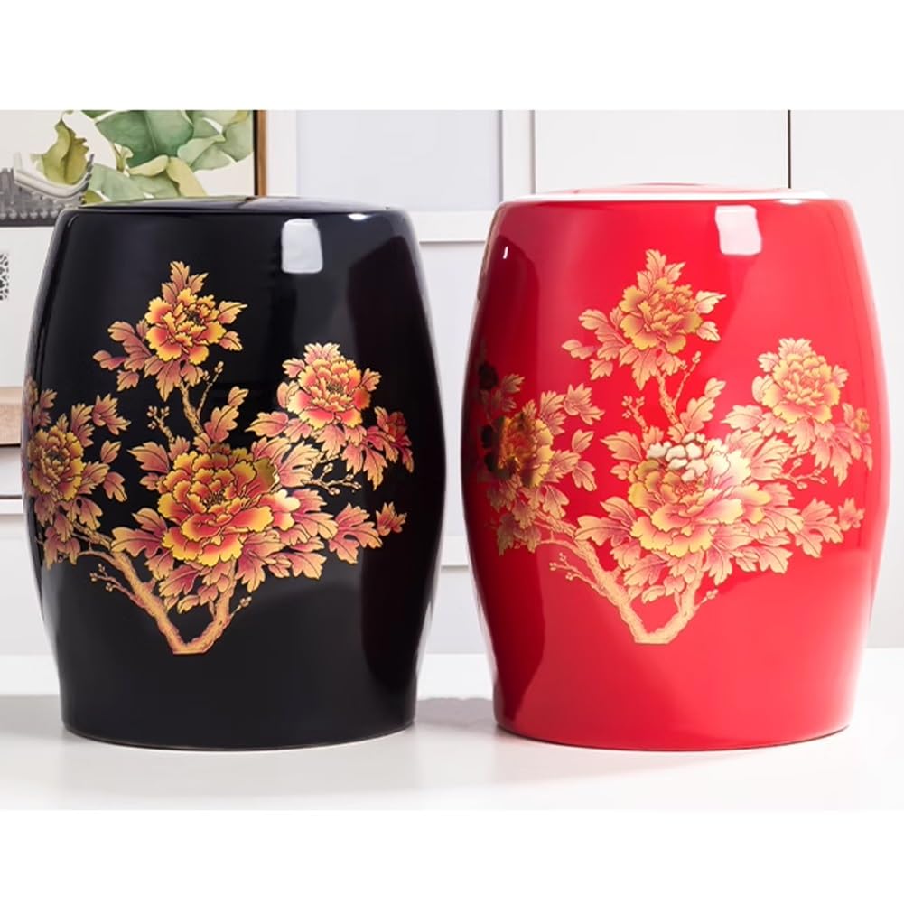 Ceramic Food Storage Jar Rice Storage Container Grain Storage Bin Ceramic Rice Bucket Rice Storage Box Sealed Rice Bin Cereal Rice Container for Kitchen(Red,15KG)