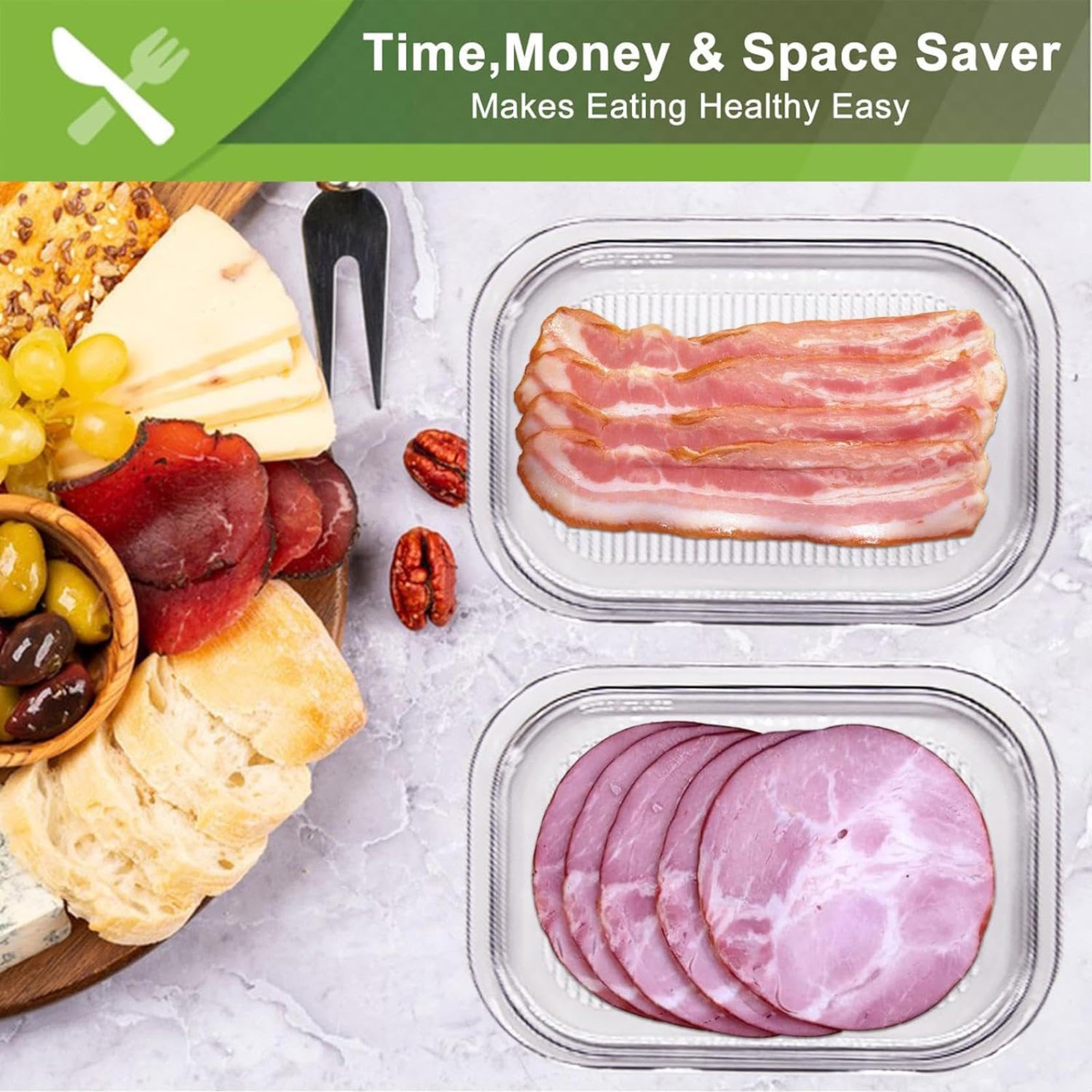 Deli Meat Container for Fridge, 2024 New Bacon Lunch Meat Container for Refrigerator, Meal Prep Containers, Stackable Food Storage Boxes with Lid for Cold Cuts,Salami,Deli,Lunch Meat,BPA Free,18.6oz