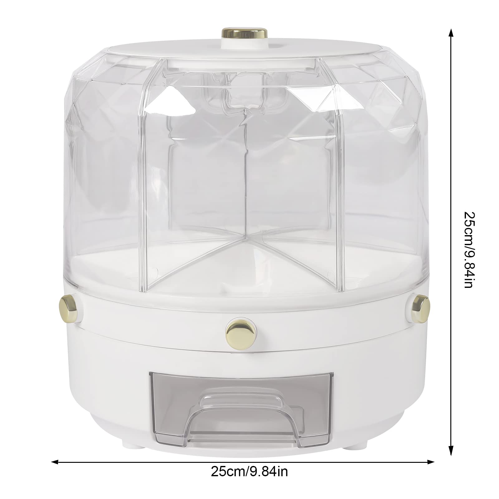 BuYouZaiLaa 6 Grids Grain Dispenser Rotatable Sealed Rice Food Dispenser Storage Bucket for Coffee Beans Dog Food Grains Dispenser White