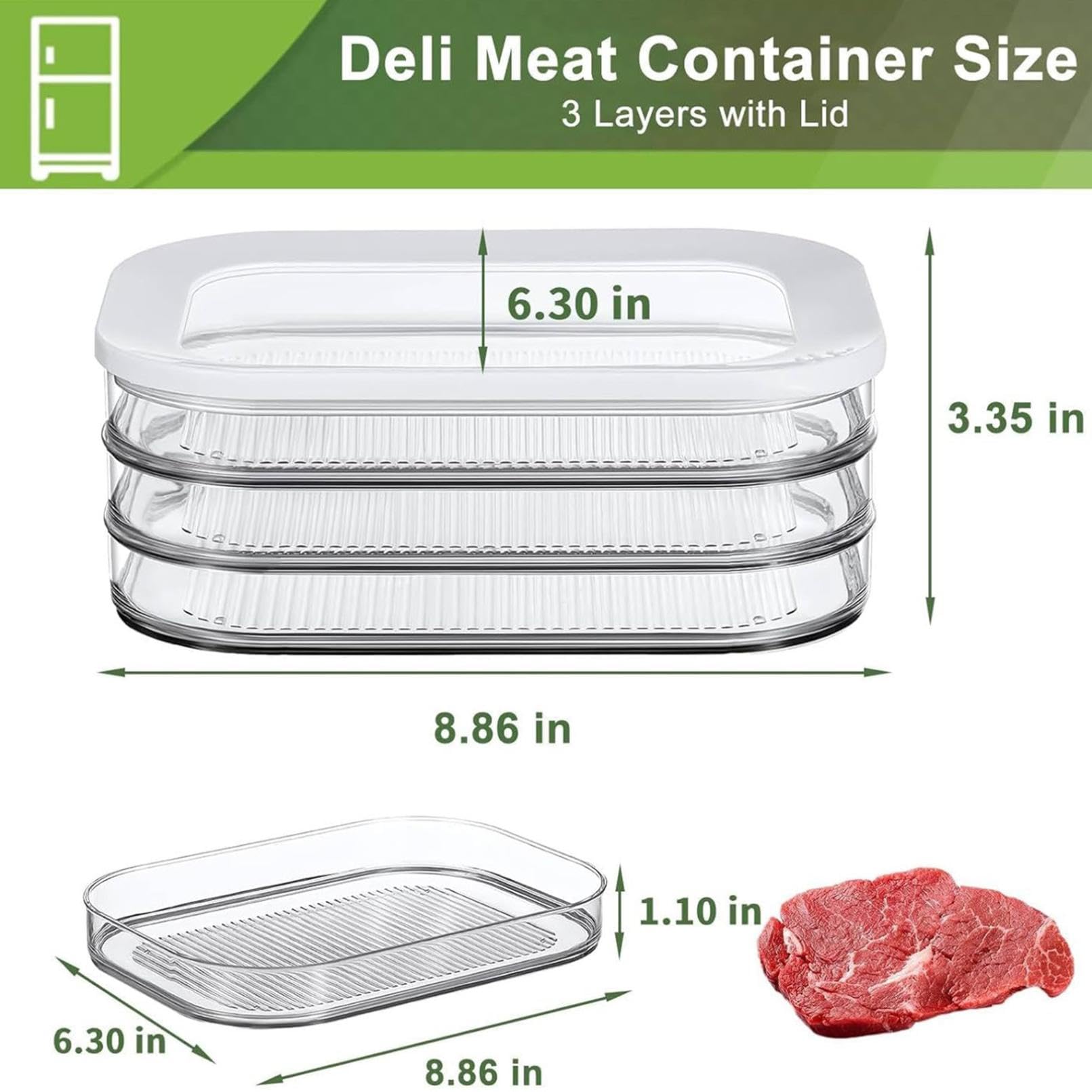 Deli Meat Container for Fridge, 2024 New Bacon Lunch Meat Container for Refrigerator, Meal Prep Containers, Stackable Food Storage Boxes with Lid for Cold Cuts,Salami,Deli,Lunch Meat,BPA Free,18.6oz