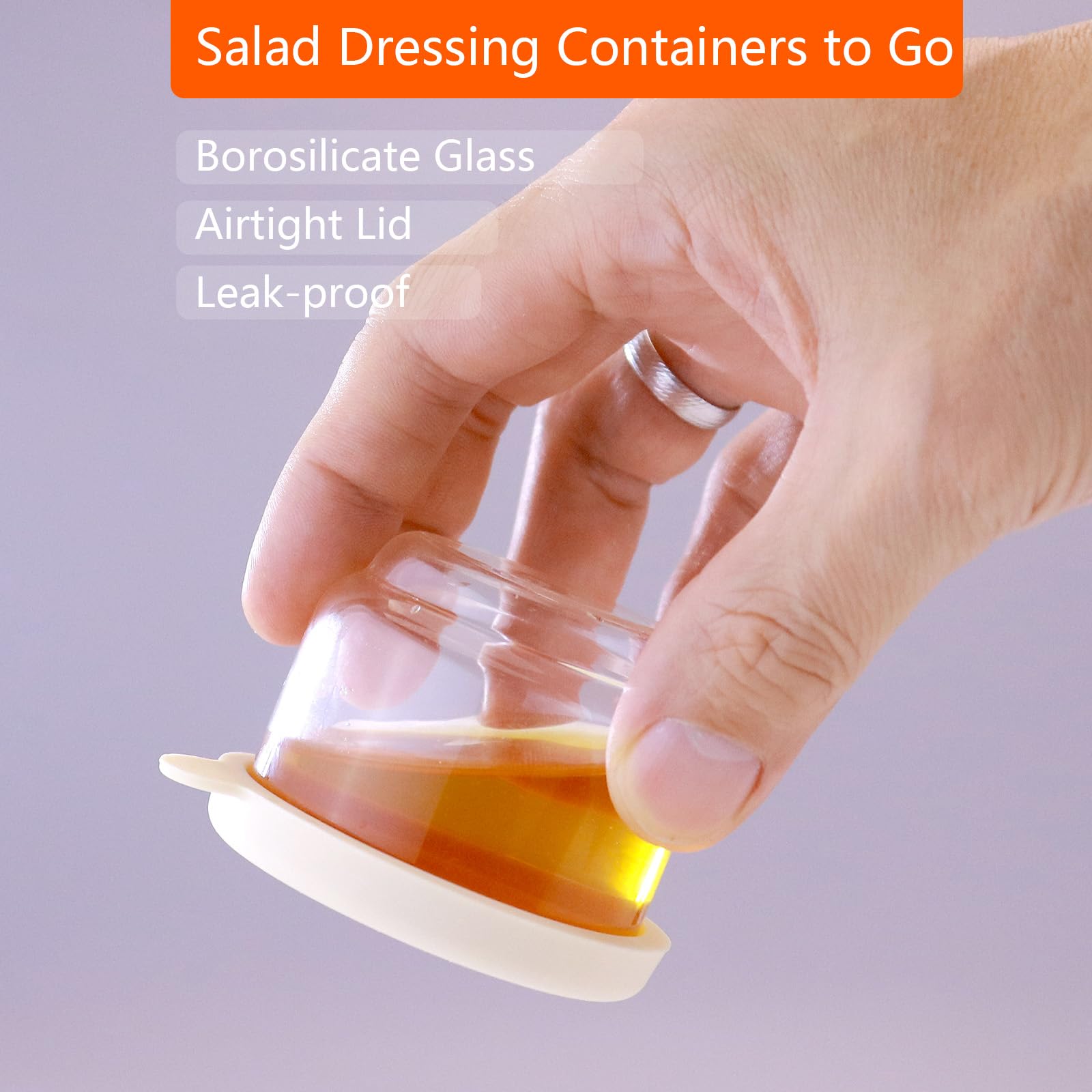 Matifaner Salad Dressing Container To Go, 2.7 oz Glass Small Condiment Container with Lids, Dipping Sauce Cups for Lunch Box, Leakproof Reusable Sauce Containers, Salad Jars Meal Prep (2.7oz×4pcs)