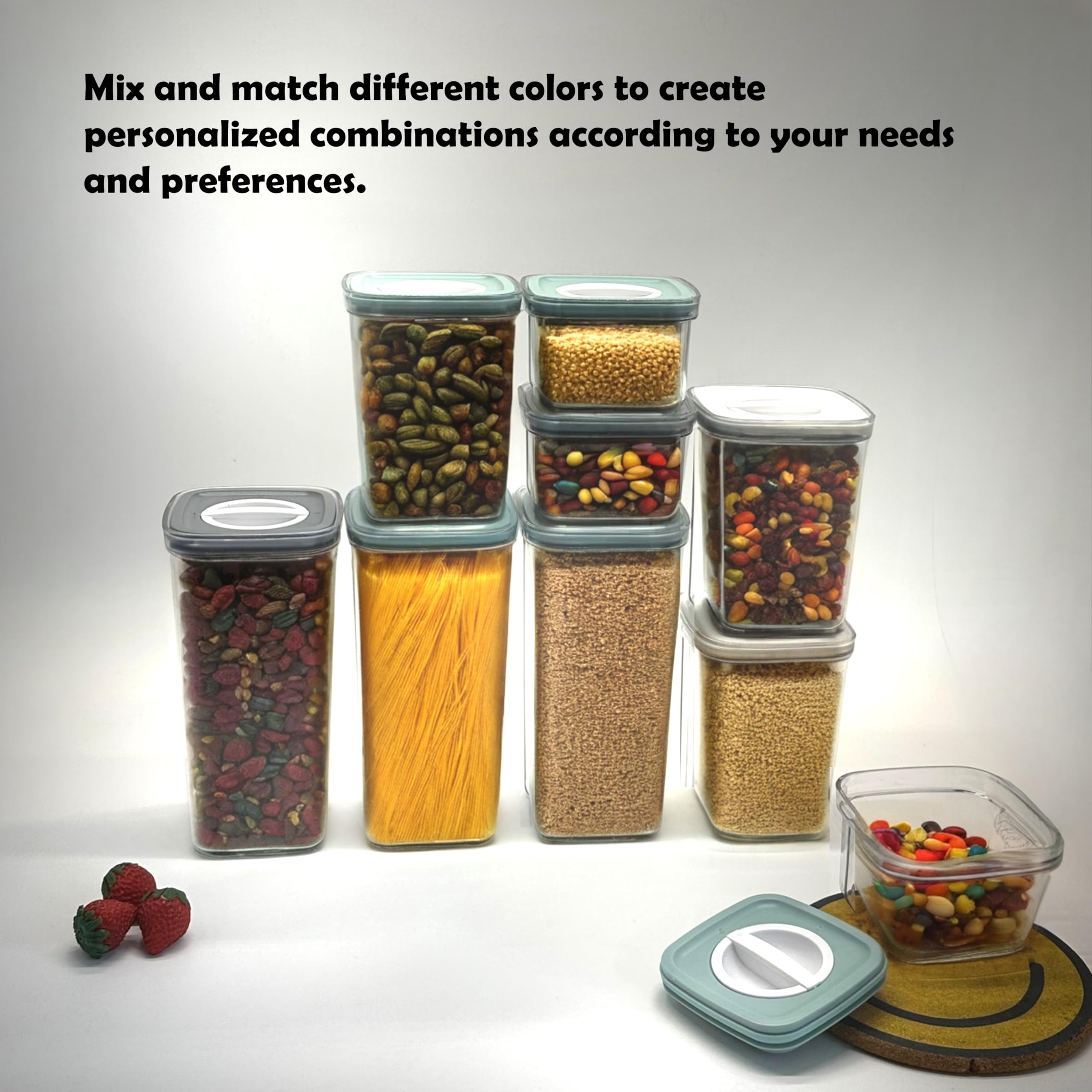 EleganceEssentials Container Set, Canisters Sets for the Kitchen, Flour Sugar Storage Containers, Airtight Food Storage Containers, Food Storage Containers with Lids Airtight (Gray, 6-Piece)
