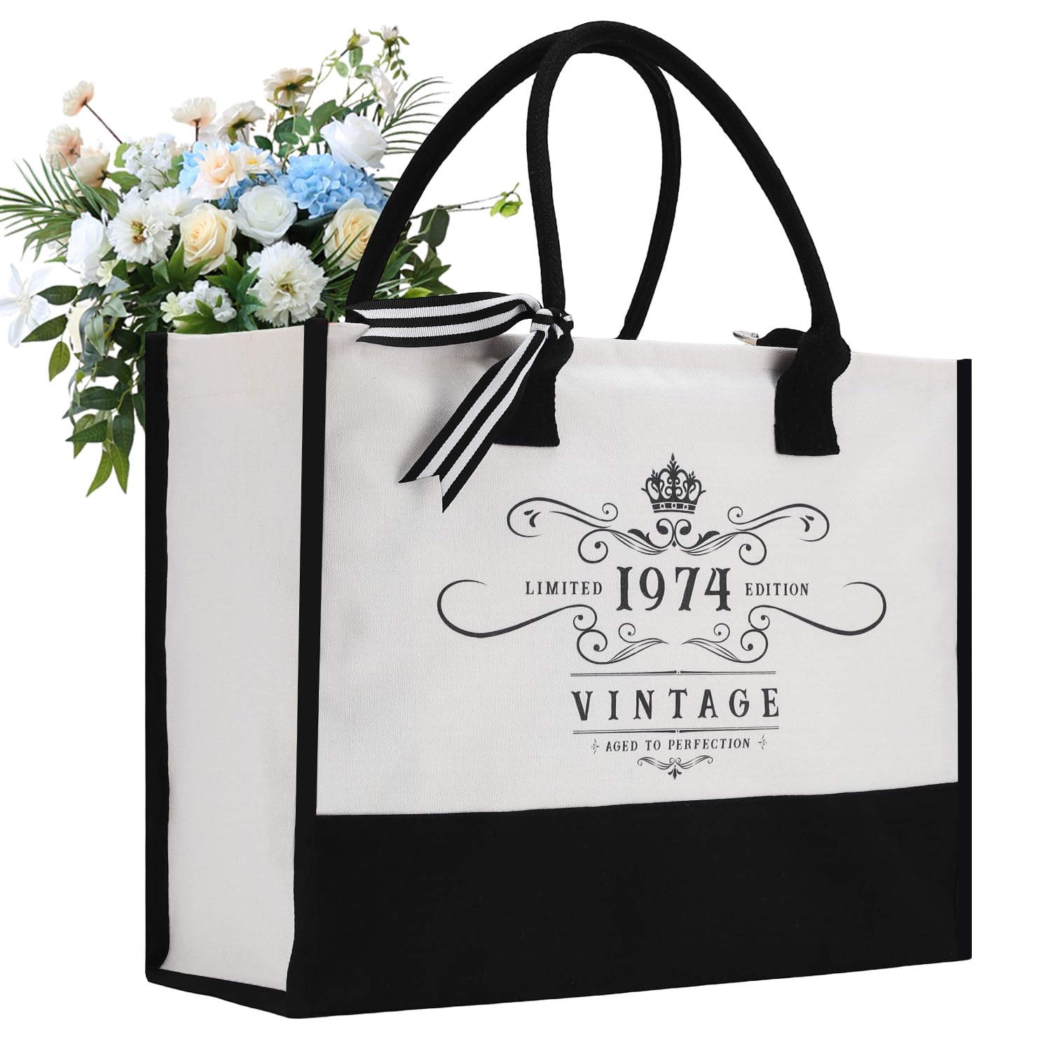 50th Birthday Gift for Women, Canvas Tote Bag for Women 1974, Keepsake Gift for Her Turning 50, 50th Birthday Party Decorations, Great 50th Birthday Gift Packaging Bags, 50th Birthday Gifts for Her