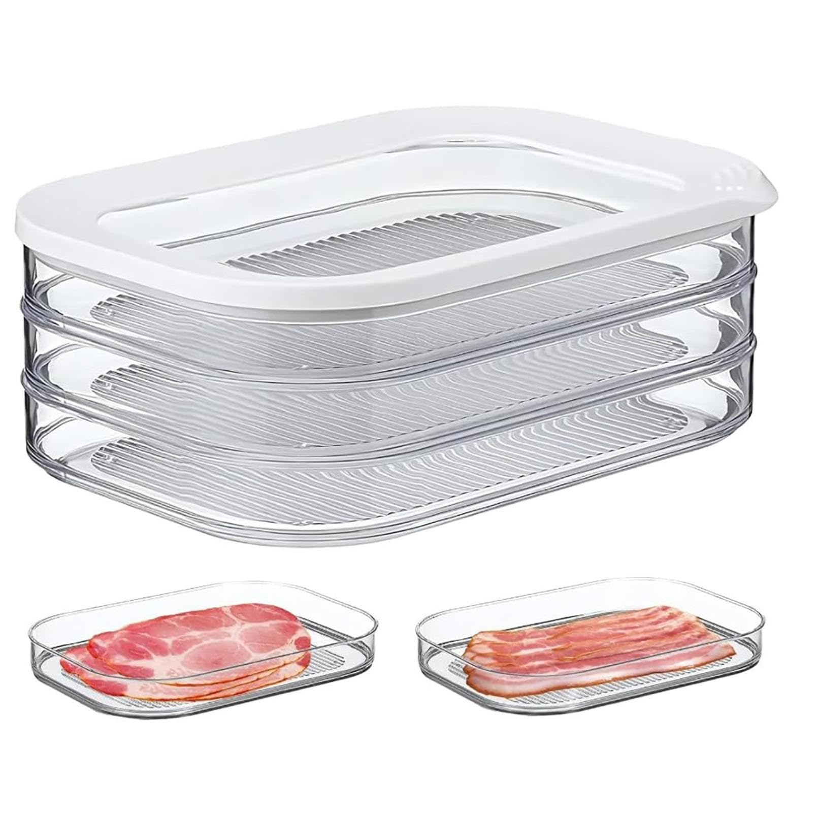 Deli Meat Container for Fridge, 2024 New Bacon Lunch Meat Container for Refrigerator, Meal Prep Containers, Stackable Food Storage Boxes with Lid for Cold Cuts,Salami,Deli,Lunch Meat,BPA Free,18.6oz
