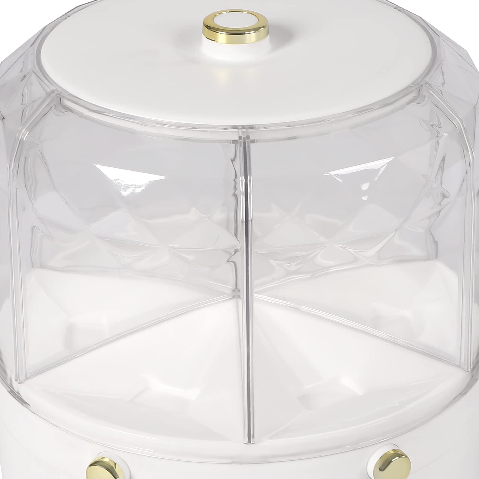 BuYouZaiLaa 6 Grids Grain Dispenser Rotatable Sealed Rice Food Dispenser Storage Bucket for Coffee Beans Dog Food Grains Dispenser White