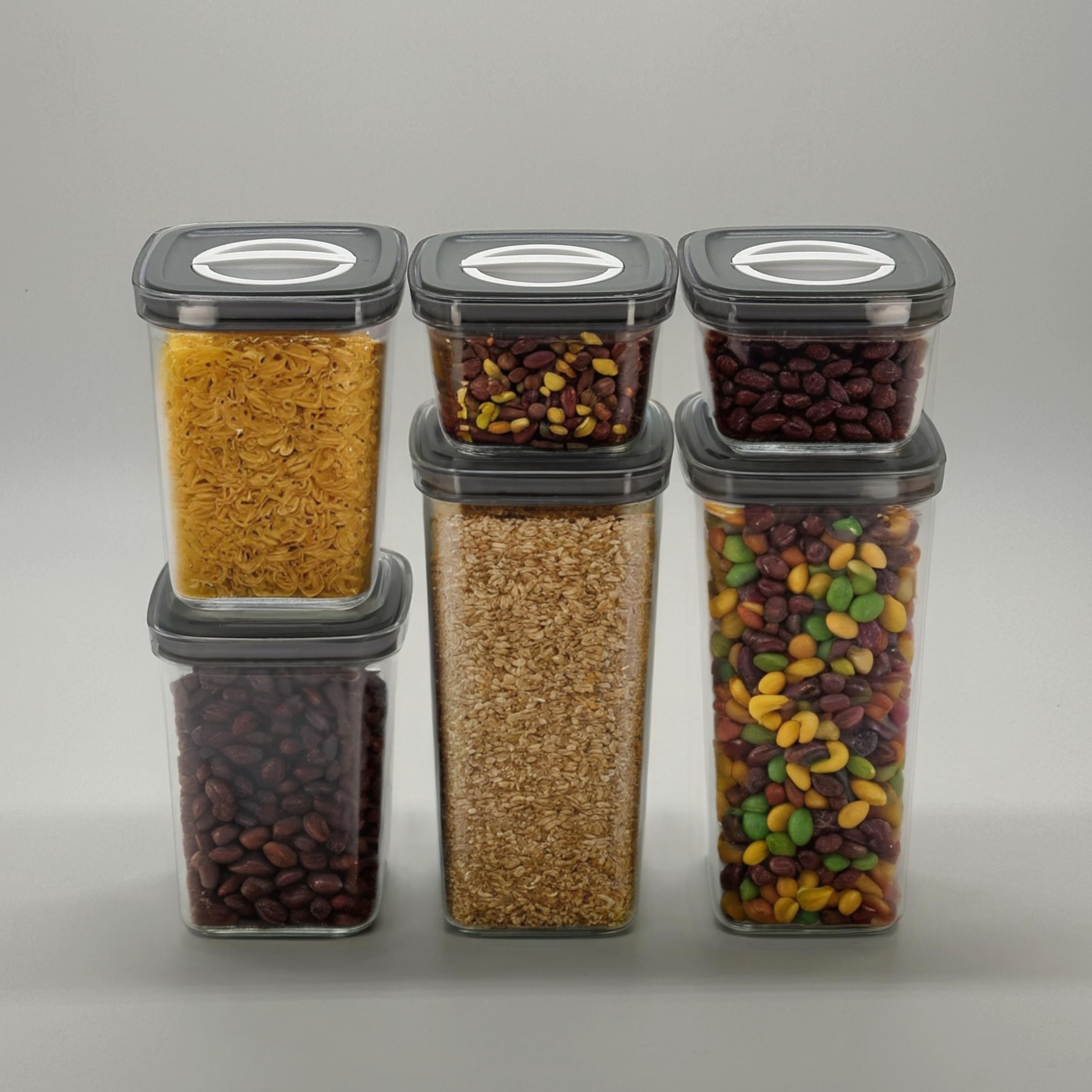 EleganceEssentials Container Set, Canisters Sets for the Kitchen, Flour Sugar Storage Containers, Airtight Food Storage Containers, Food Storage Containers with Lids Airtight (Gray, 6-Piece)