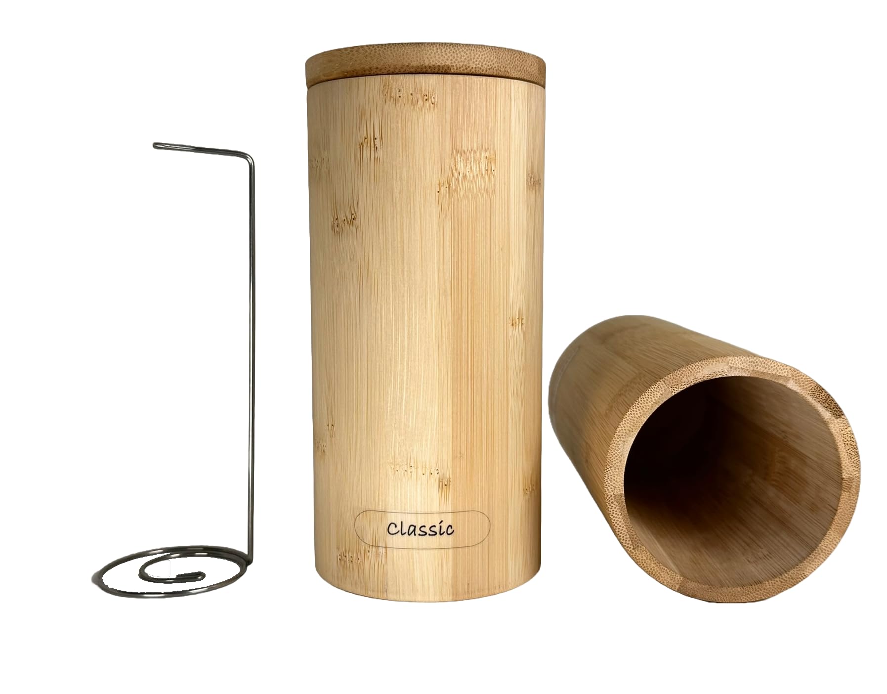 2Droids Air-tight bamboo container for coffee pods, coffee pads, coffee grounds, coffee beans. Compatible with Senseo, Hamilton Beach, Illy, and other pantry items. [Pack of 1]