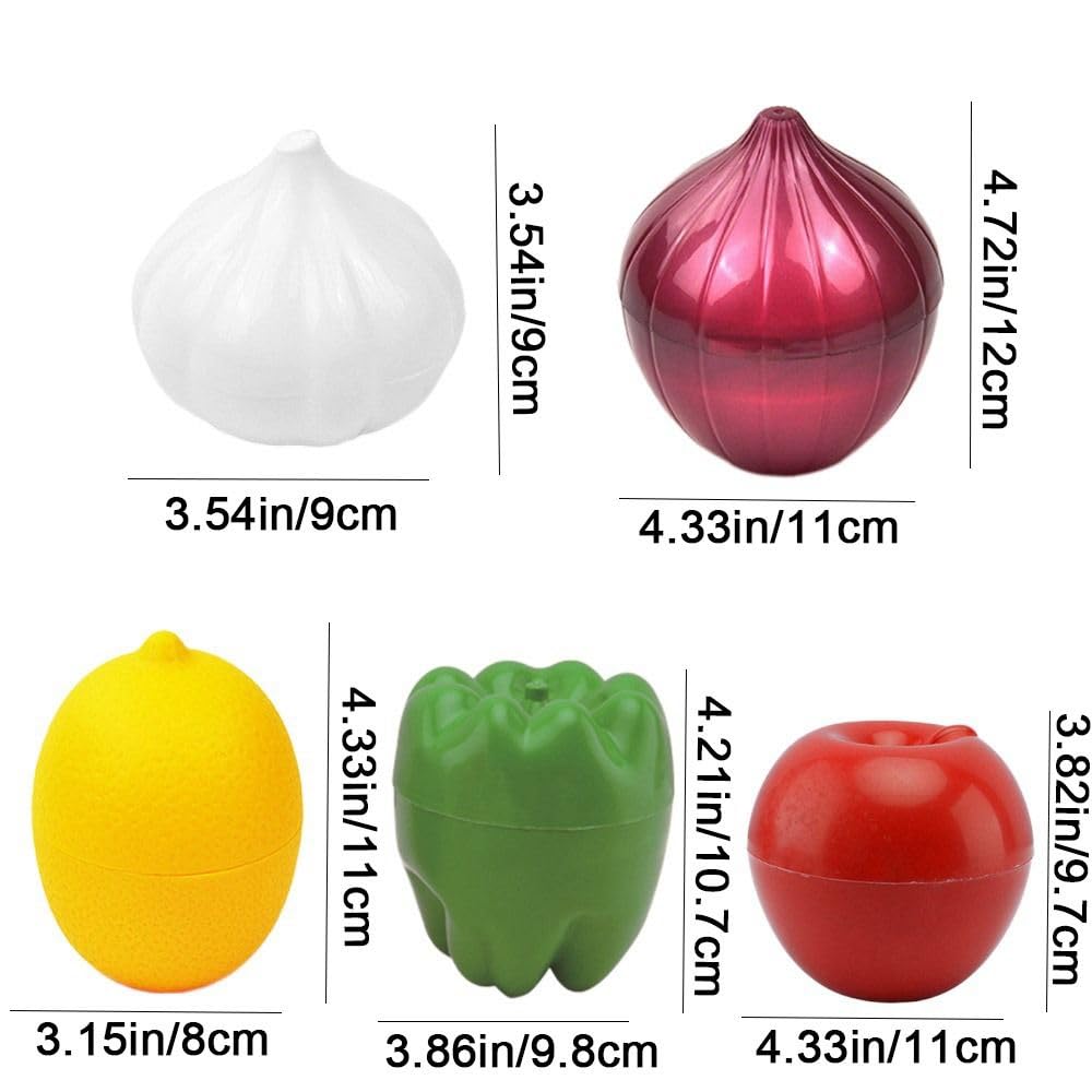Garlic Saver Container Green Pepper Garlic Vegetable Fruit Containers White Plastic Fresh-Keeping Reusable Refrigerator Storage Box(Lemon)