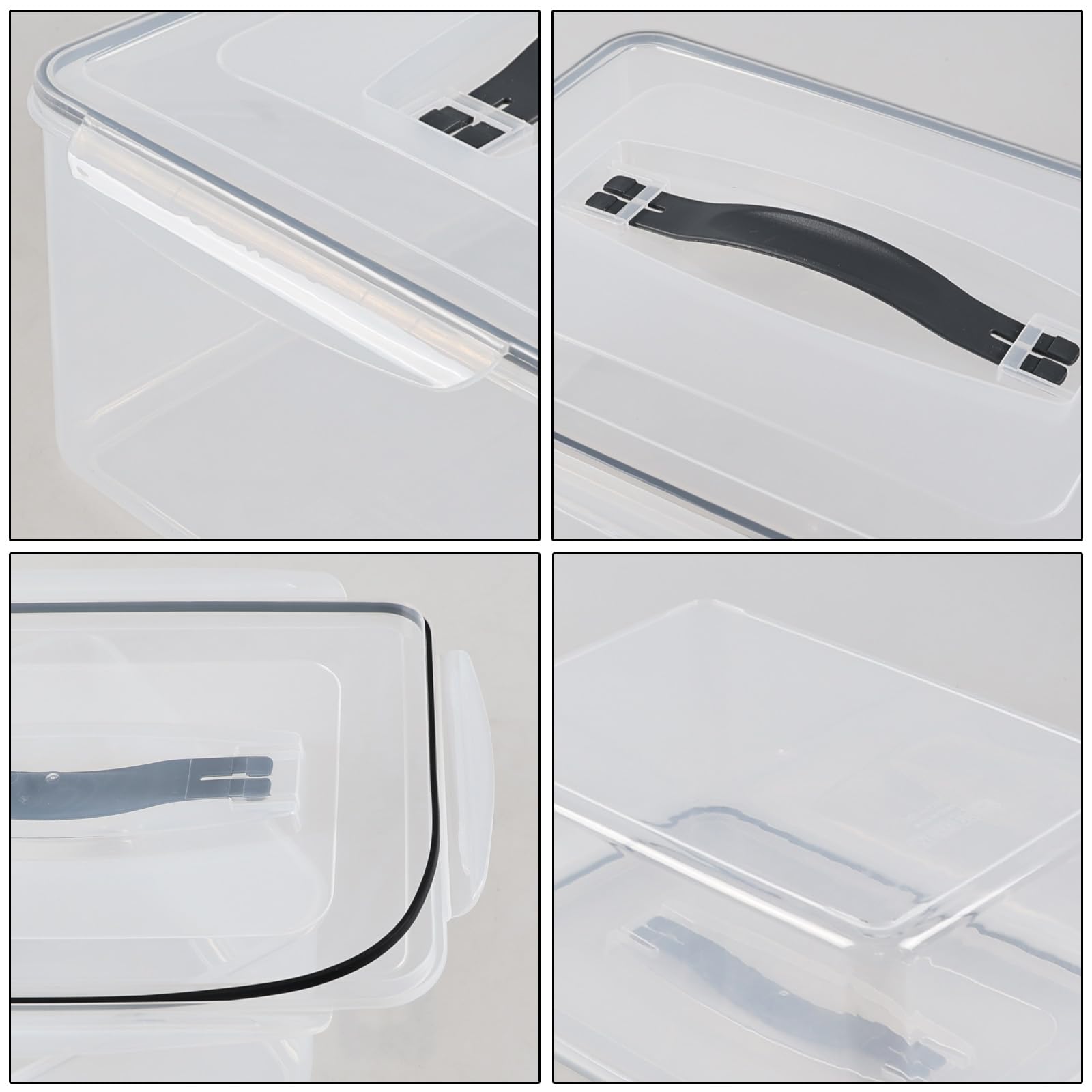 CadineUS 6 Pack 14.5 L Airtight Food Containers, Clear Plastic Storage Box with Seal Circle Lid