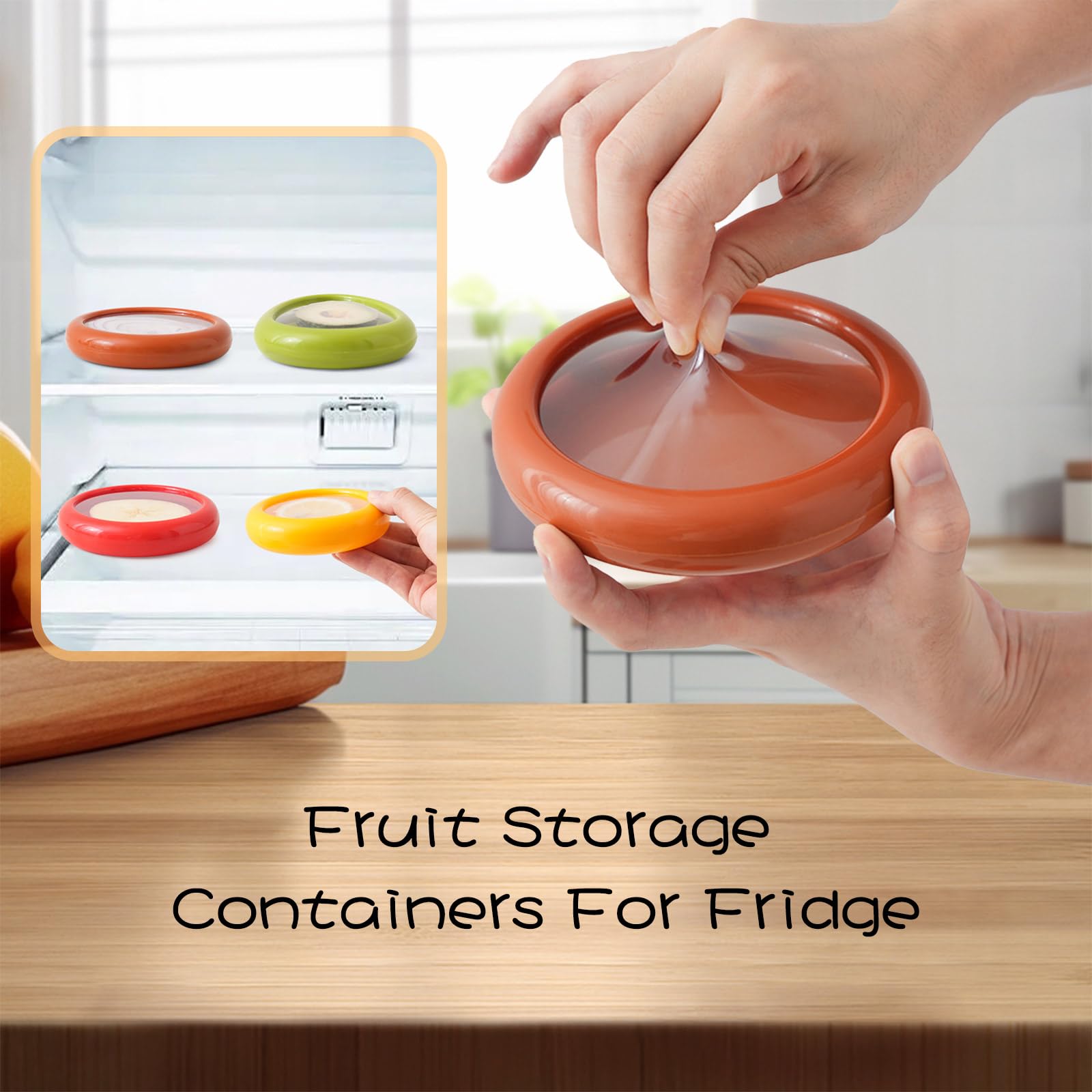 ZHIYUEJING Fruit storage containers for fridge,Fruit and Vegetable Anti-Oxidation Storage Box,Set of 4 Reusable Storage Containers for Fridge,Fruit Storage Containers for Onions, Lemons, and Potatoes