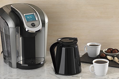 Keurig 2.0 Plastic Carafe 32oz Double-Walled with Easy-Pour Handle, Holds and Dispenses Up to 4 Cups of Hot Coffee, Compatible With Keurig 2.0 K-Cup Pod Coffee Makers, Black