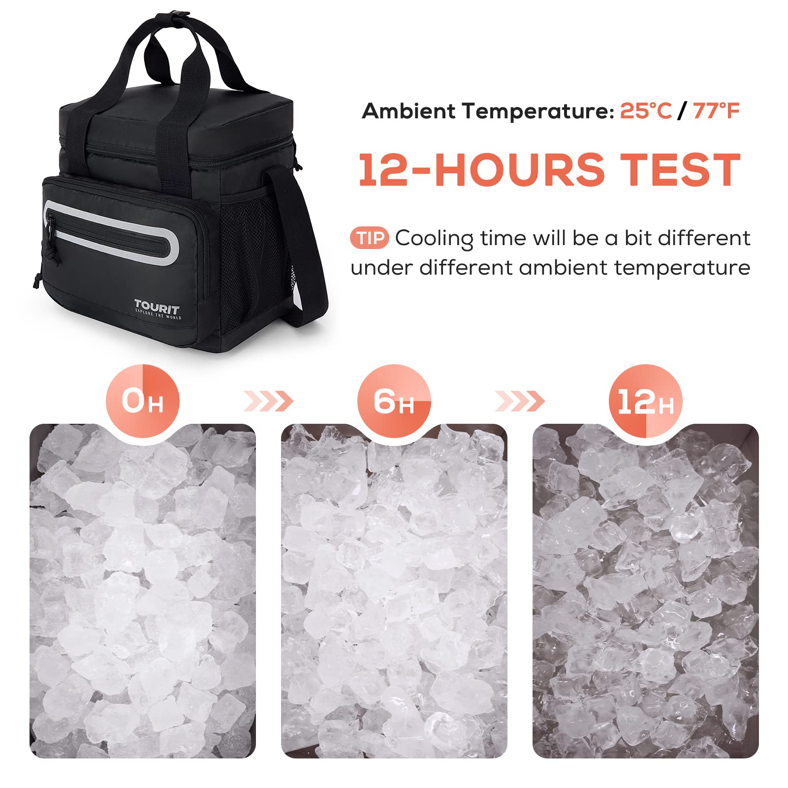 TOURIT Large Lunch Bag 14L Insulated Lunch Box Lunch Cooler for Men Work, School, Black