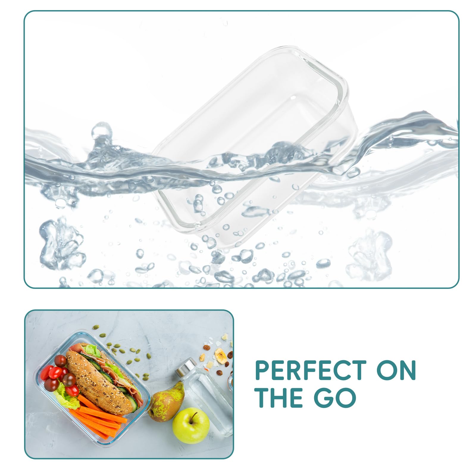 ECO-TOGO Airtight Glass Food Storage Containers with Lids, Glass Lunch Box, Leak-proof, BPA-Free, Microwave, Oven, Freezer, Dishwasher (8-Pack)