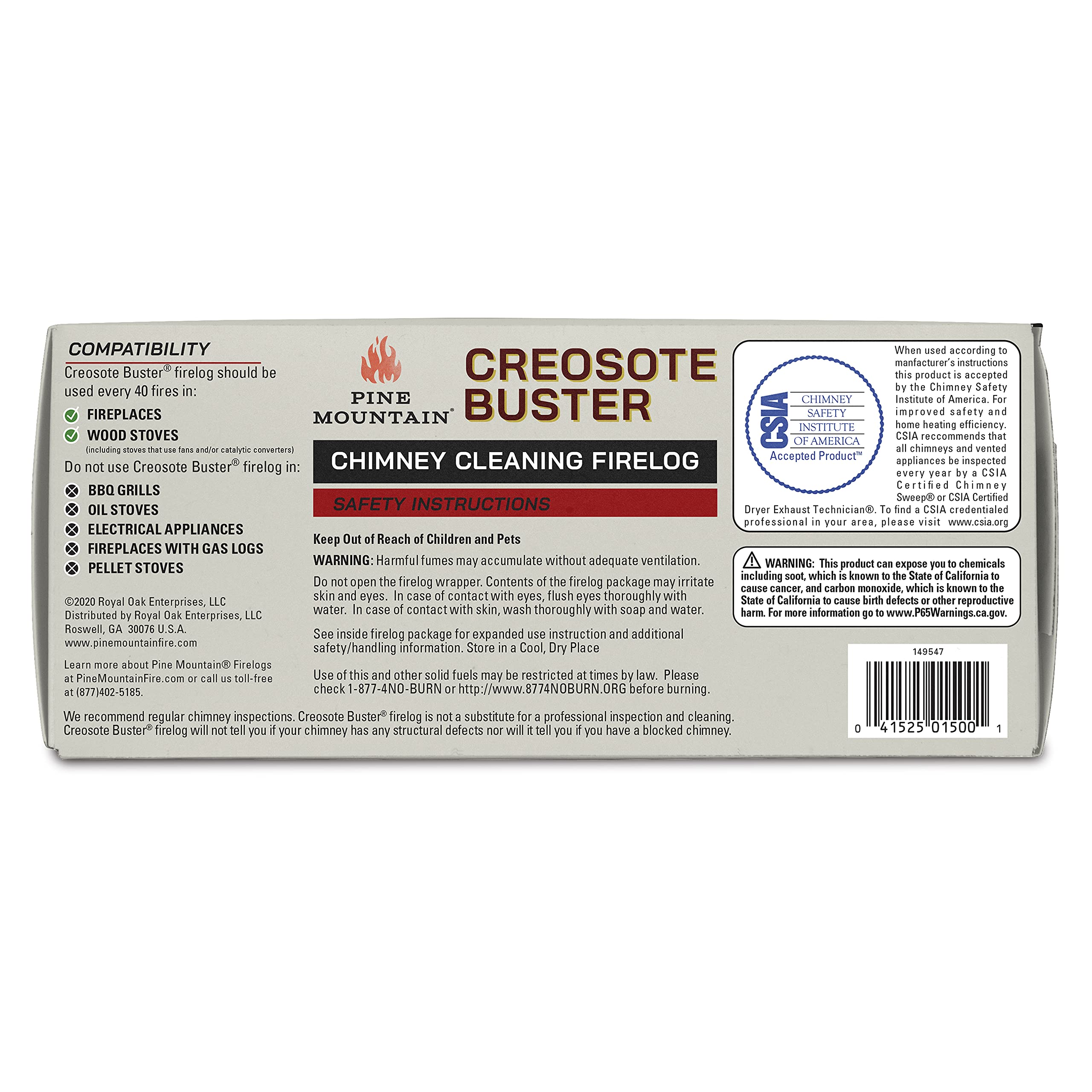 Pine Mountain Creosote Buster Chimney Cleaning Safety Firelog 3.5Lb Log Brown 1 Count, (4152501500)