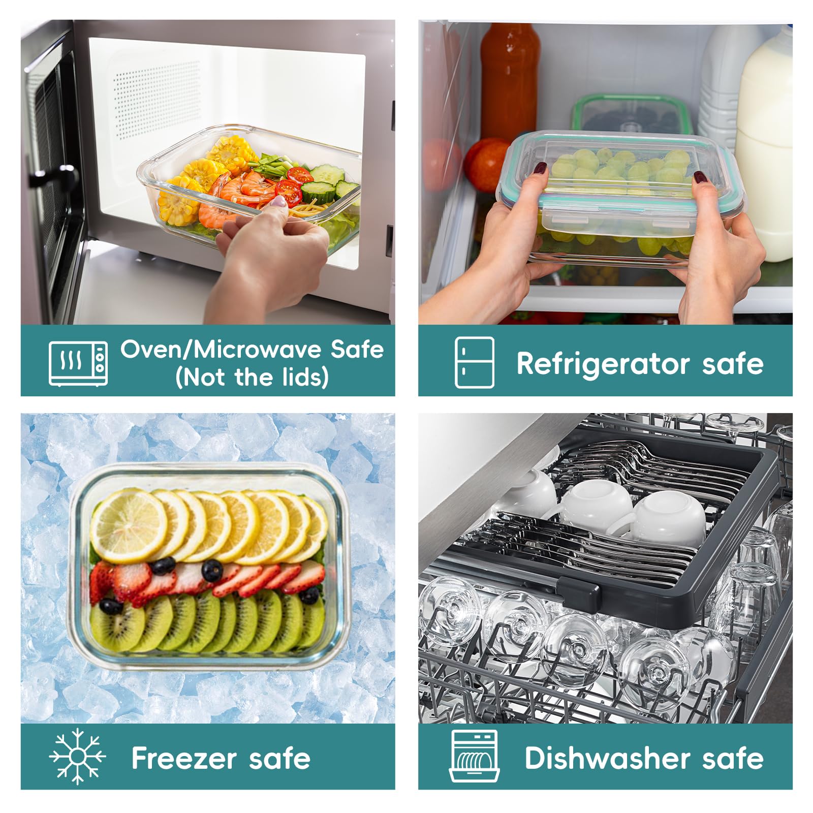 ECO-TOGO Airtight Glass Food Storage Containers with Lids, Glass Lunch Box, Leak-proof, BPA-Free, Microwave, Oven, Freezer, Dishwasher (8-Pack)