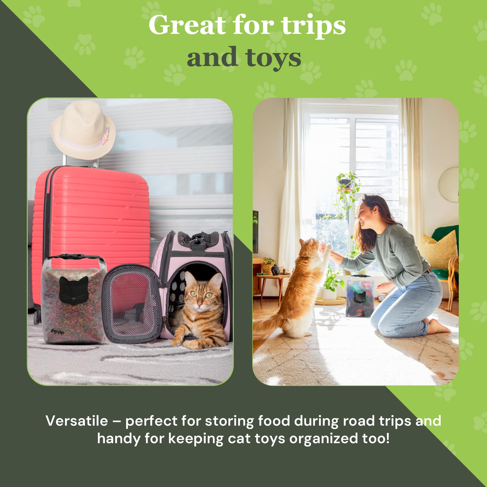 (re)zip Reusable Cat Pet Food Storage Bag | 14-Cup Capacity | Airtight Roll-Top Closure | Durable, BPA-Free PEVA | Translucent & Travel-Friendly | Keeps Kibble Fresh & Organized | Machine Washable