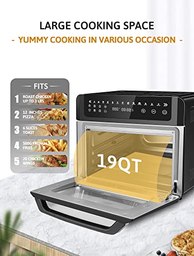 Gevi Air Fryer Toaster Oven Combo, Large Digital LED Screen Convection Oven with Rotisserie and Dehydrator, Extra Large Capacity Countertop Oven with Online Recipes