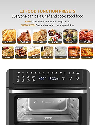 Gevi Air Fryer Toaster Oven Combo, Large Digital LED Screen Convection Oven with Rotisserie and Dehydrator, Extra Large Capacity Countertop Oven with Online Recipes