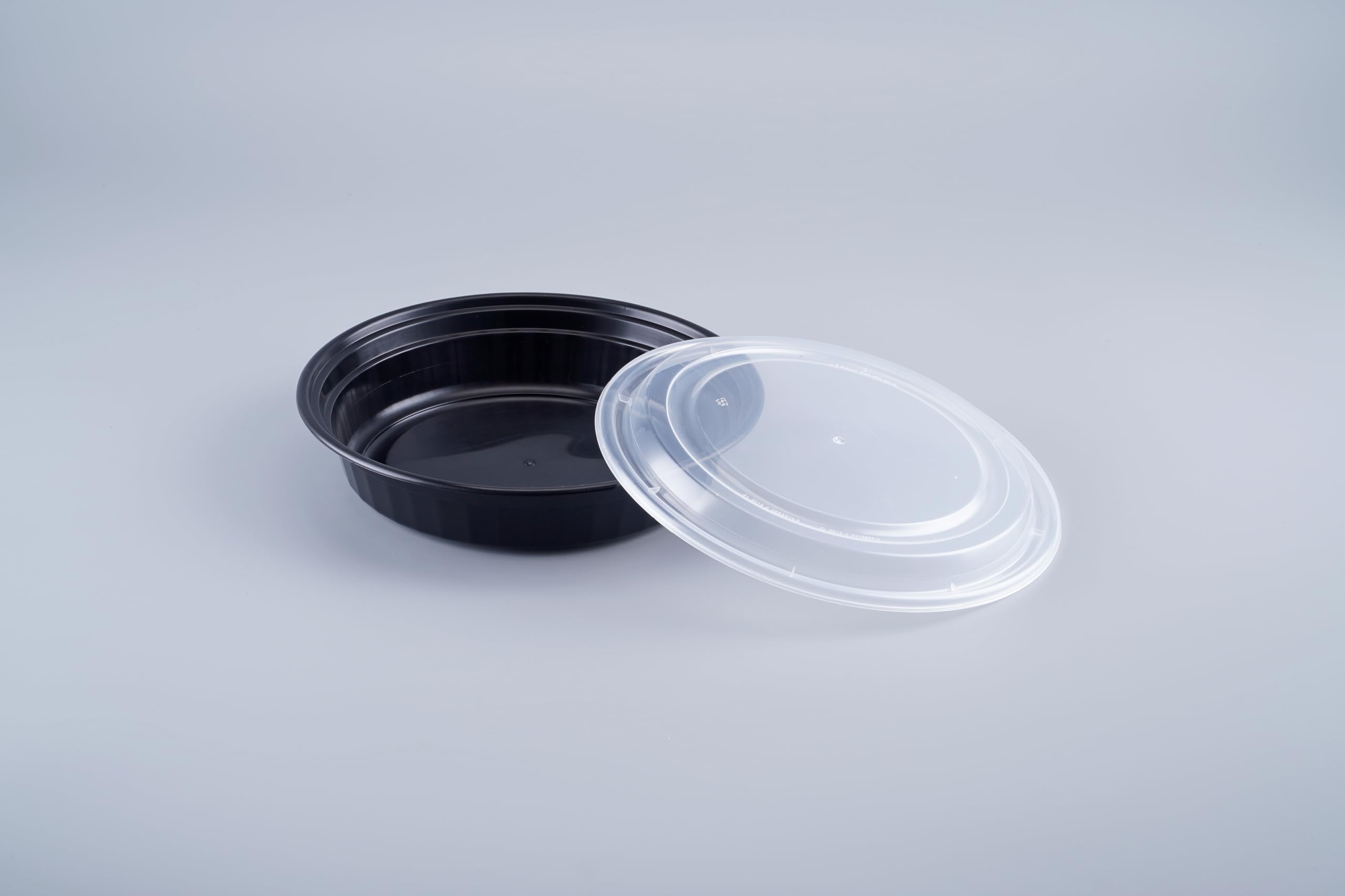 Meal Prep Round Containers -Heavy Duty Food Storage Containers w/Lids Plastic Bento Box Reusable BPA Free Lunch Boxes Disposable, Microwave Dishwasher Freezer Safe (Black - 40OZ, 50 Pack)