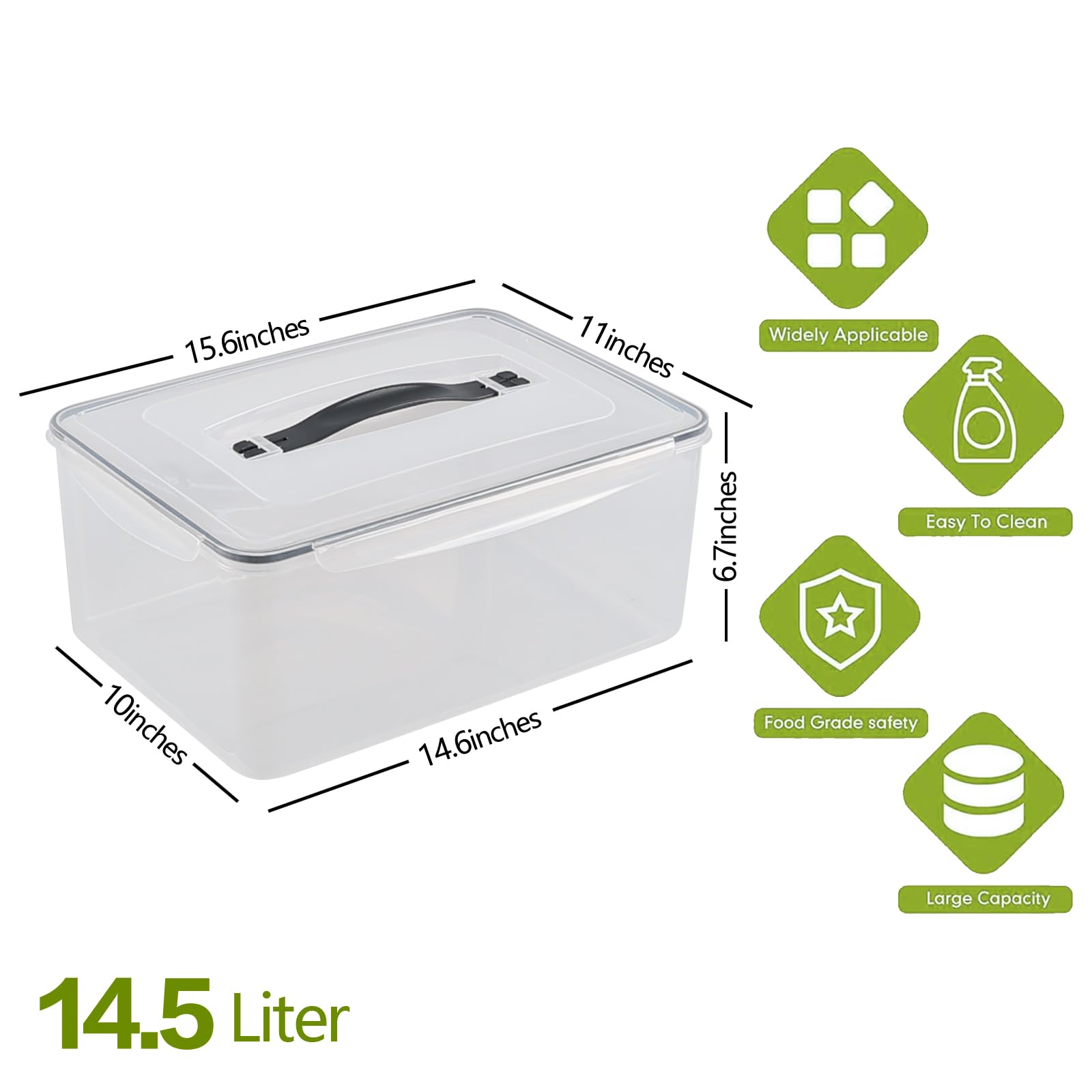 Doryh 14.5 L Clear Storage Bin with Sealed Lid, 4 Packs Plastic Airtight Food Storage Box