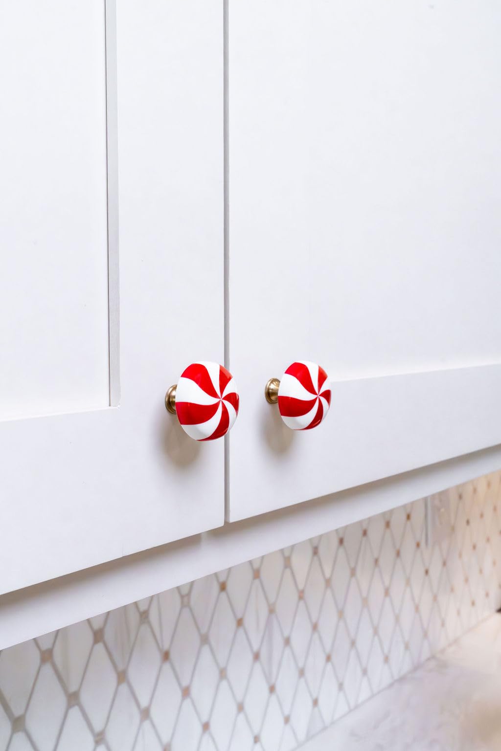 Knobēz: Red Peppermint Decorative Knob Covers Package of 12 (Red)