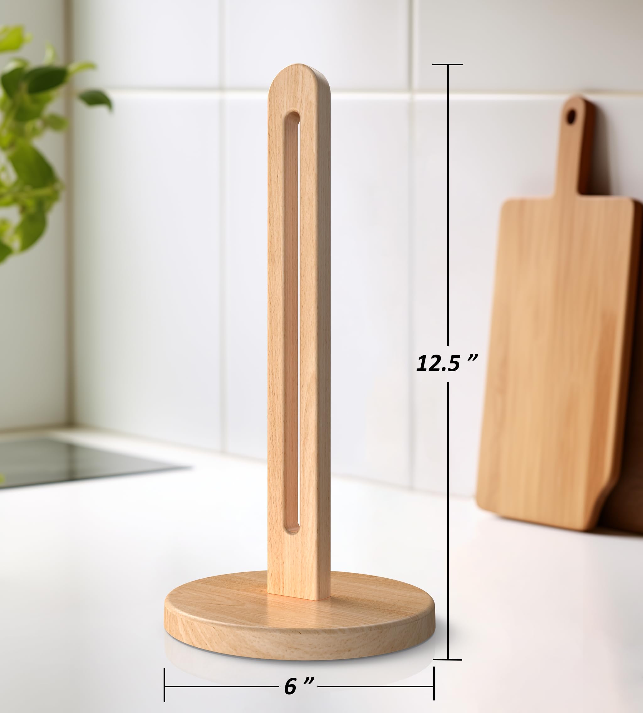 CHAUNCEY HOME Wooden Paper Towel Holder Stand for Jumbo Roll - Stylish Kitchen Paper Rack Bathroom Towel Roll Stand Organizer, Solid Wood Simply Standing Countertop Paper Roll Holder