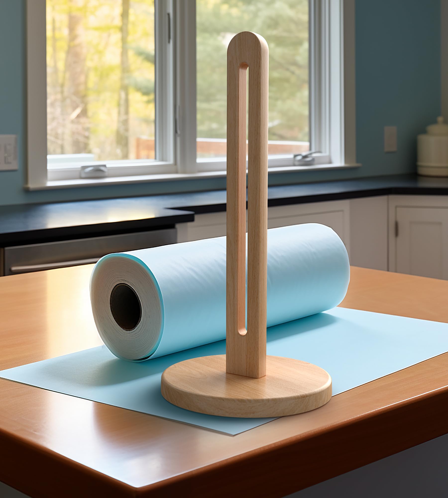 CHAUNCEY HOME Wooden Paper Towel Holder Stand for Jumbo Roll - Stylish Kitchen Paper Rack Bathroom Towel Roll Stand Organizer, Solid Wood Simply Standing Countertop Paper Roll Holder