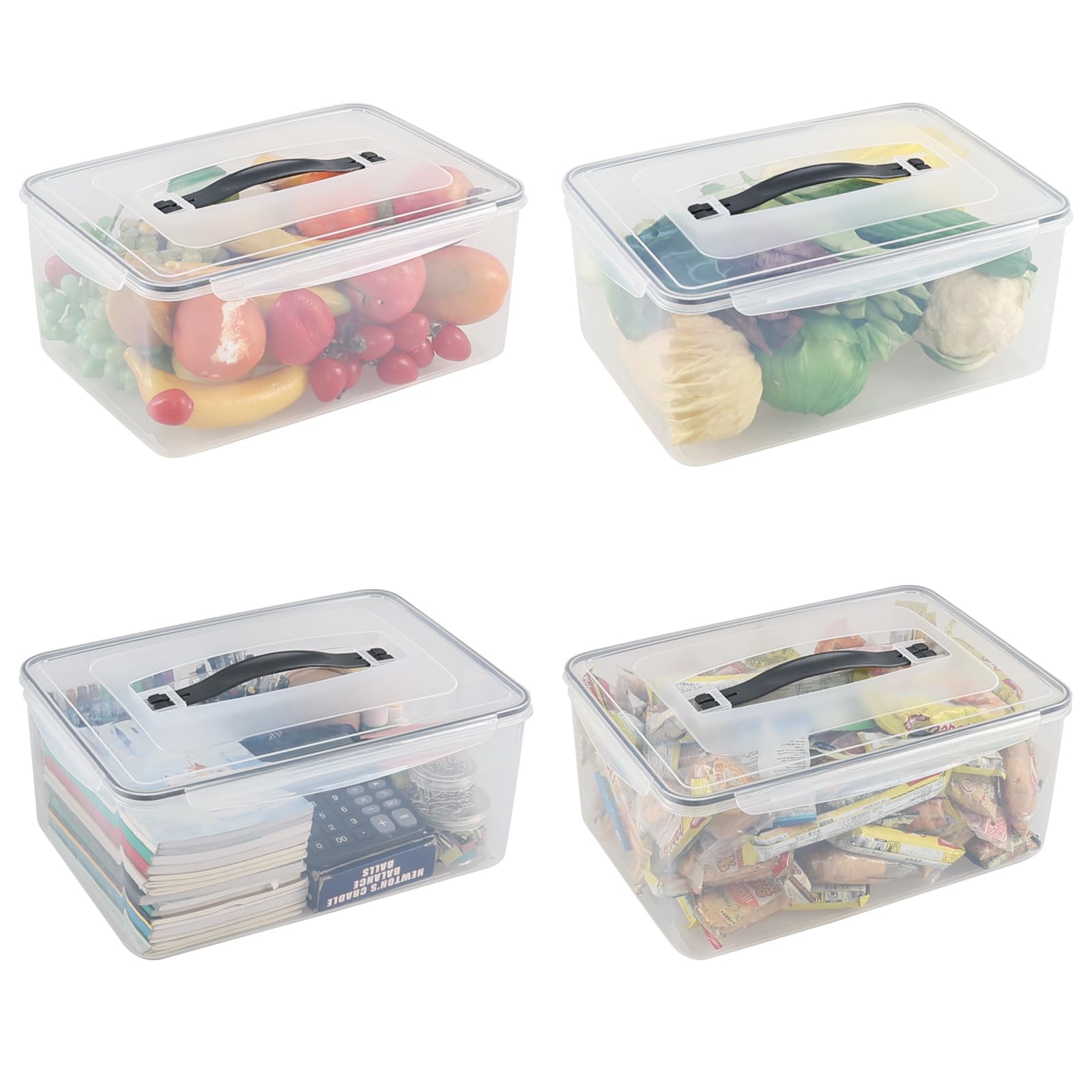 Doryh 14.5 L Clear Storage Bin with Sealed Lid, 4 Packs Plastic Airtight Food Storage Box