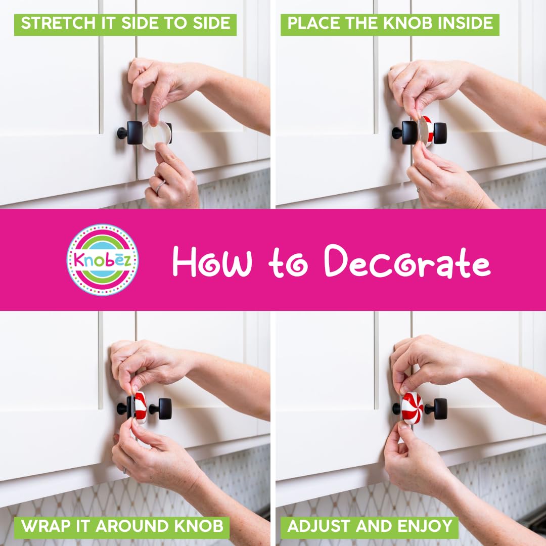 Knobēz: Red Peppermint Decorative Knob Covers Package of 12 (Red)