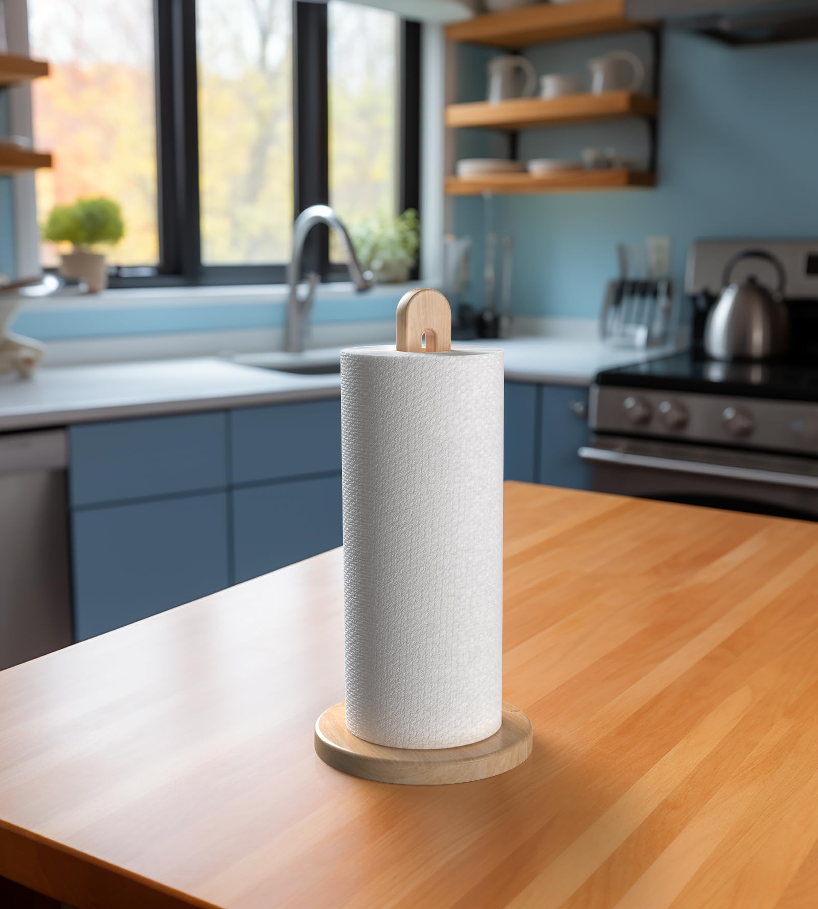 CHAUNCEY HOME Wooden Paper Towel Holder Stand for Jumbo Roll - Stylish Kitchen Paper Rack Bathroom Towel Roll Stand Organizer, Solid Wood Simply Standing Countertop Paper Roll Holder